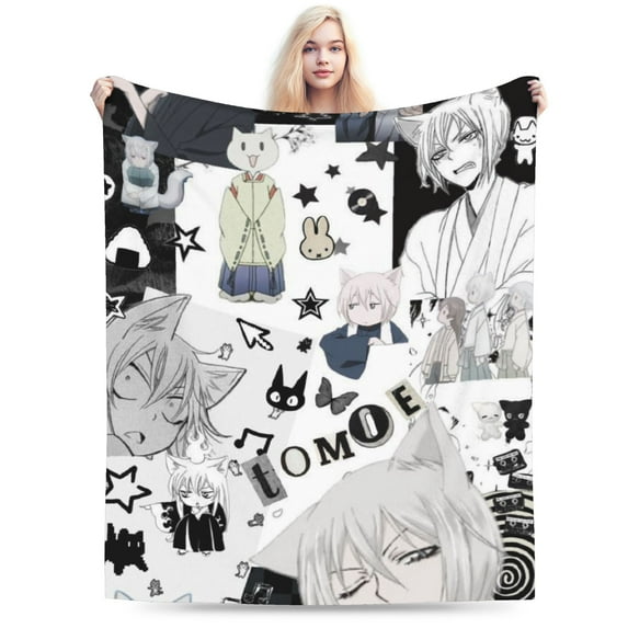 Black and White Anime Collage Blanket Featuring Tomoe and Cute ...