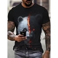 Black and White Bear Digital Printing Short Sleeve Trend Men's Summer ...