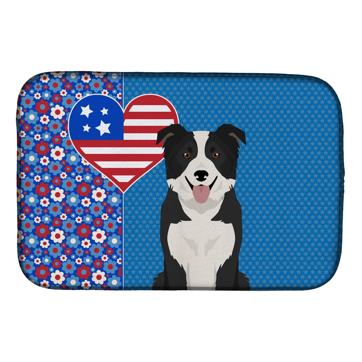 Black and White Border Collie USA American Dish Drying Mat - Walmart.com