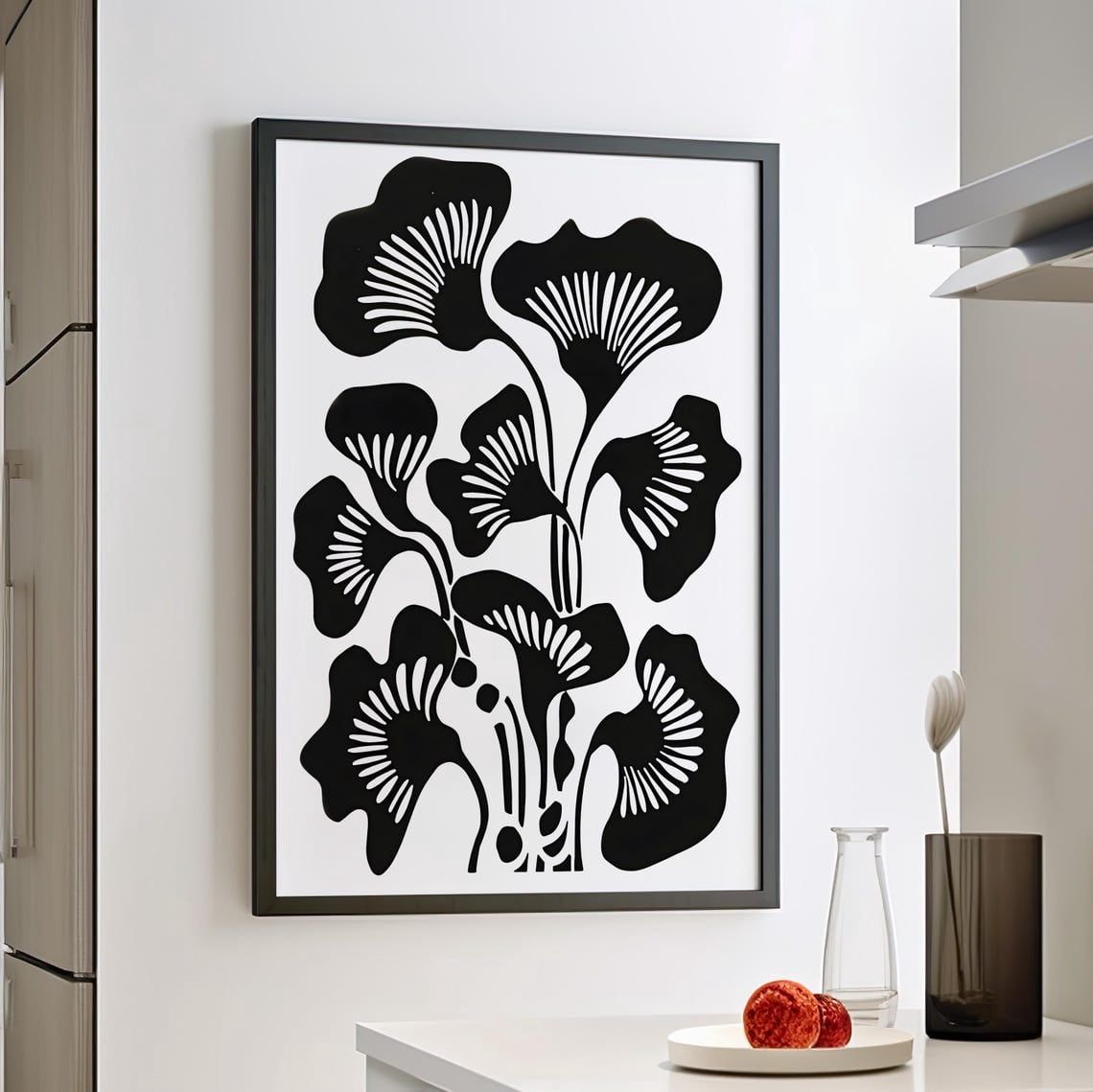 Black and White Botanical Line Art, Boho Floral Minimalist Wall Decor ...