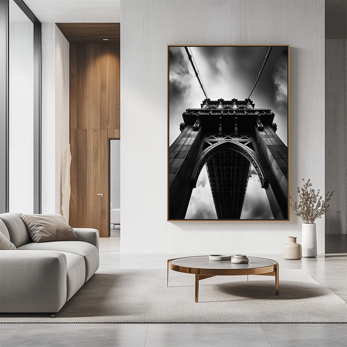 Black and White Bridge Poster: Modern City Architecture, Size 24x36 ...