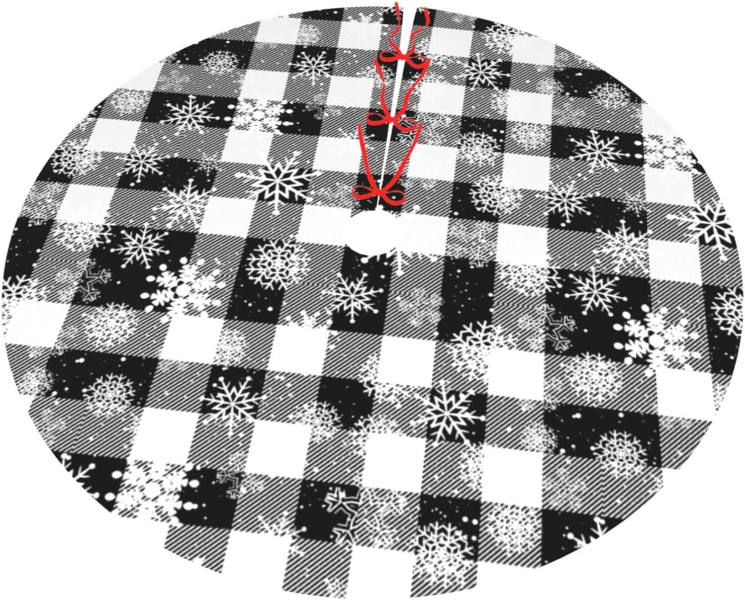 Black and White Buffalo Check Snowflake Snowy Plaid 36 Inch Christmas ...