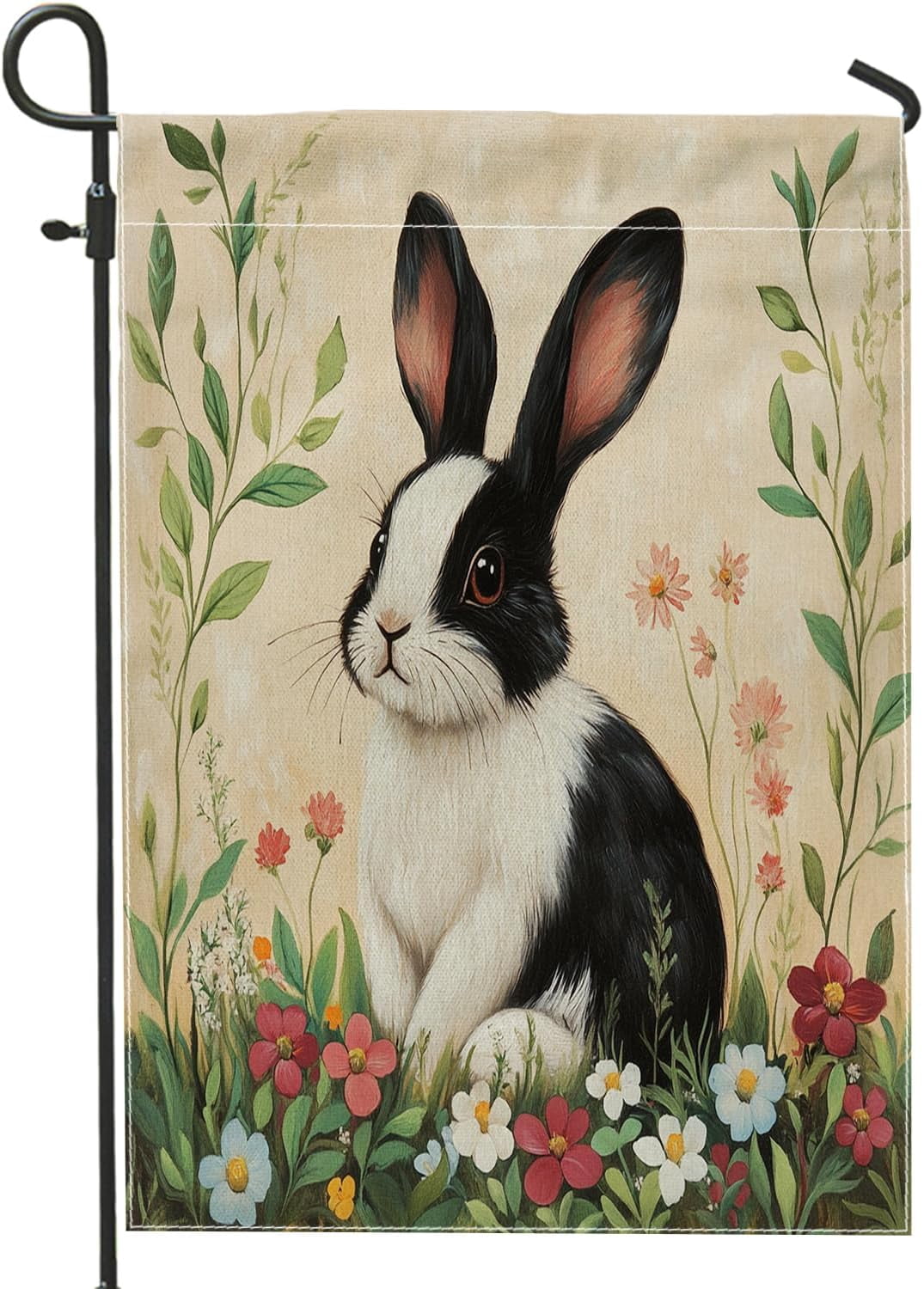 Black and White Bunny Garden Flag, Double Sided Outdoor Yard Flag ...