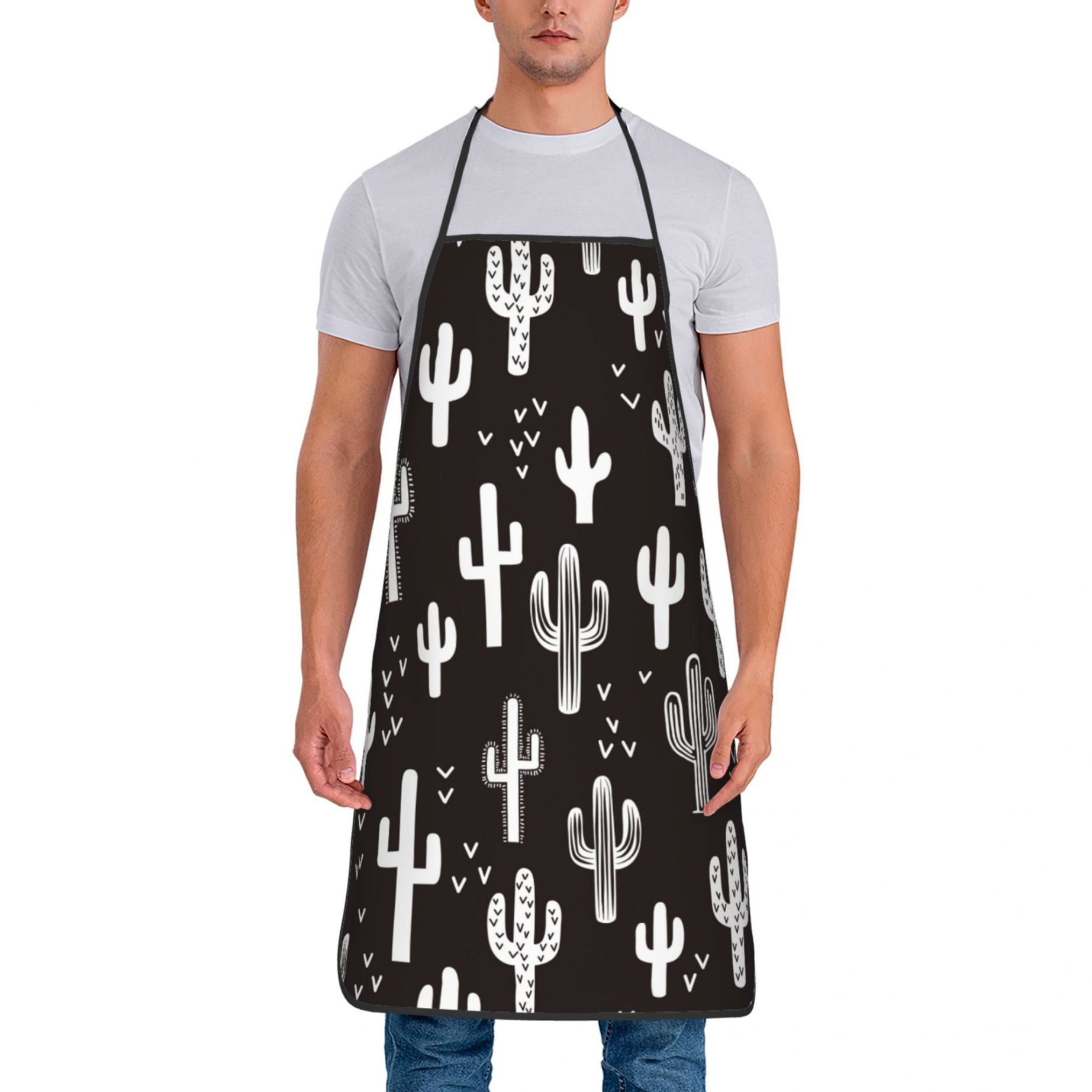 Black and White Cactus Aprons for Women Men Waterproof Apron Kitchen Chef Cooking BBQ - Walmart.com
