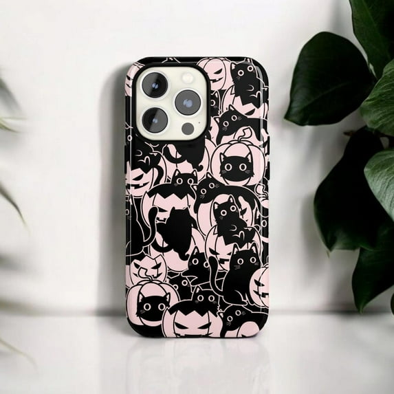 Black and White Cat Halloween Themed Protective Phone Case 11 12 13 14 ...