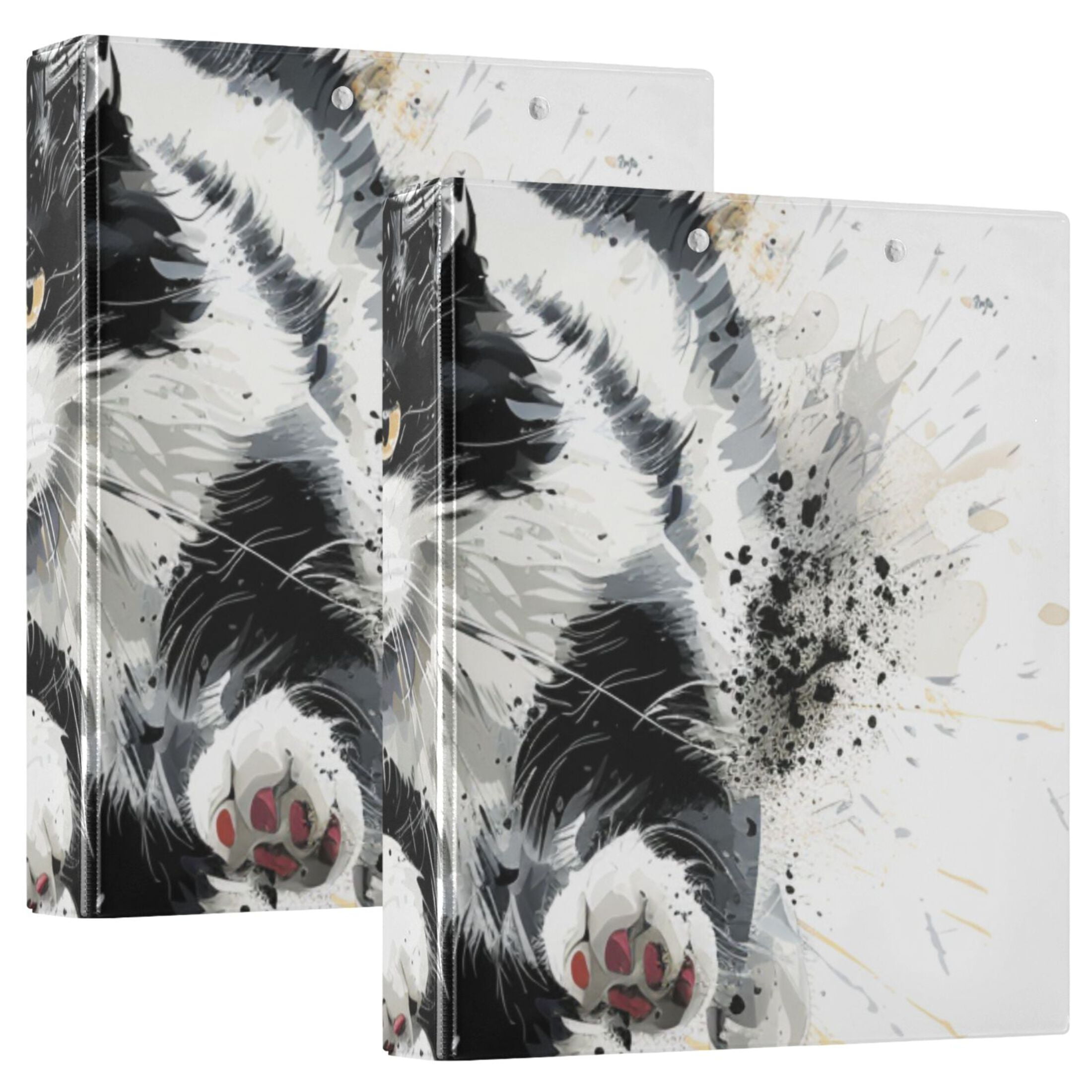 Black and White Cat Run 3 Ring Binders 1.5 inch Hardcover File Folders ...
