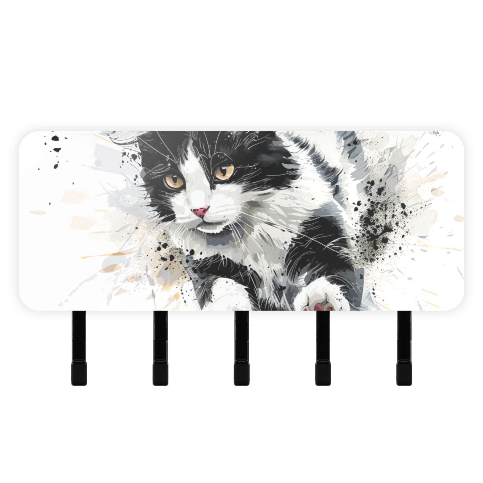 Black and White Cat Run Mail Holder Organizer Wall Mount with Shelf Key ...