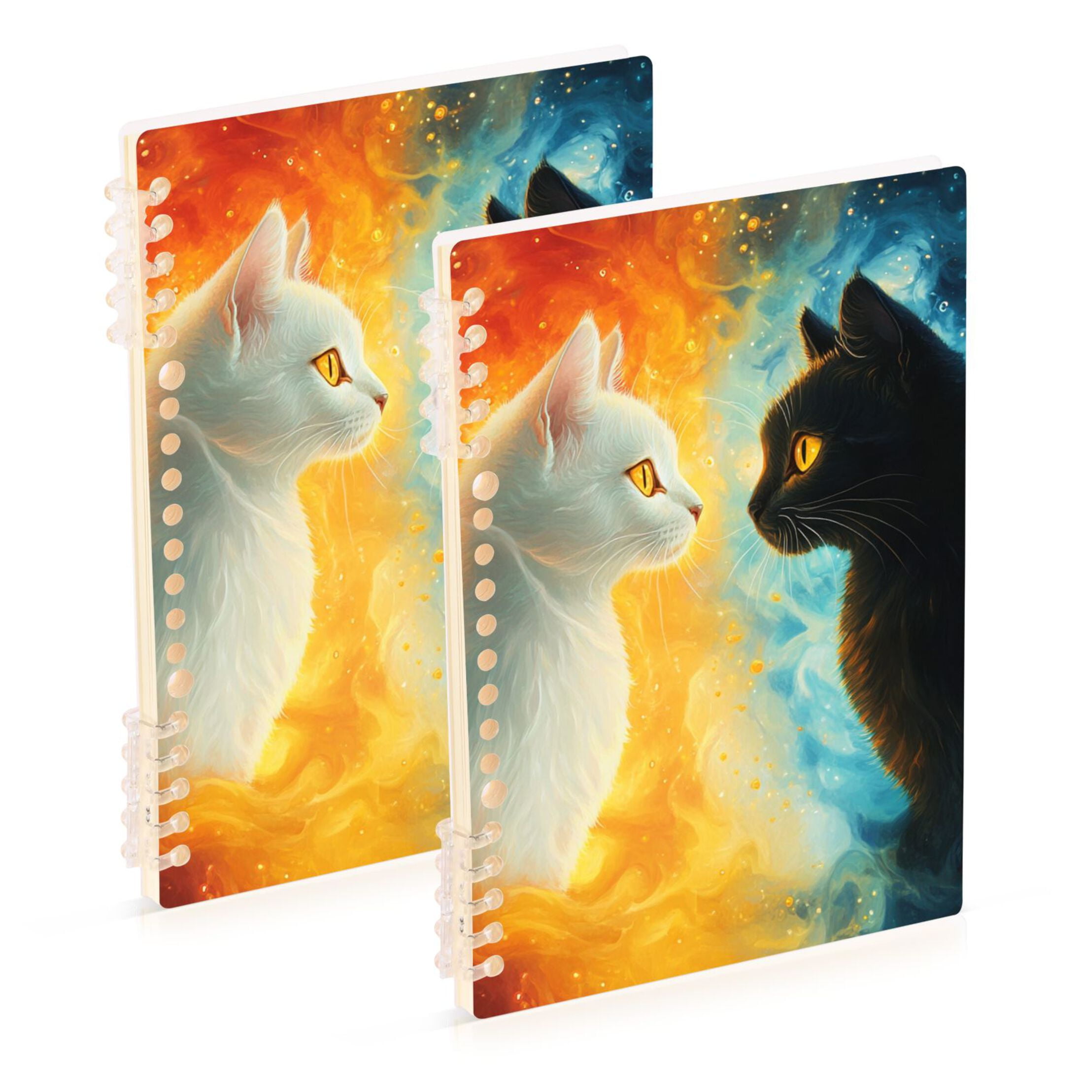 Black and White Cats Fight Notebook Detachable Coil Notebook Diary A5 ...