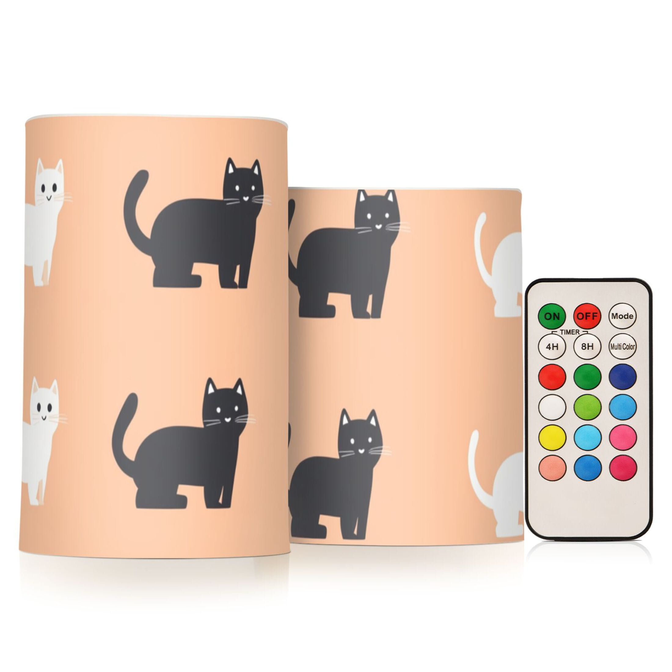Black and White Cats Flickering Flameless Candles Battery Operated with Remote Timer LED Pillar ...