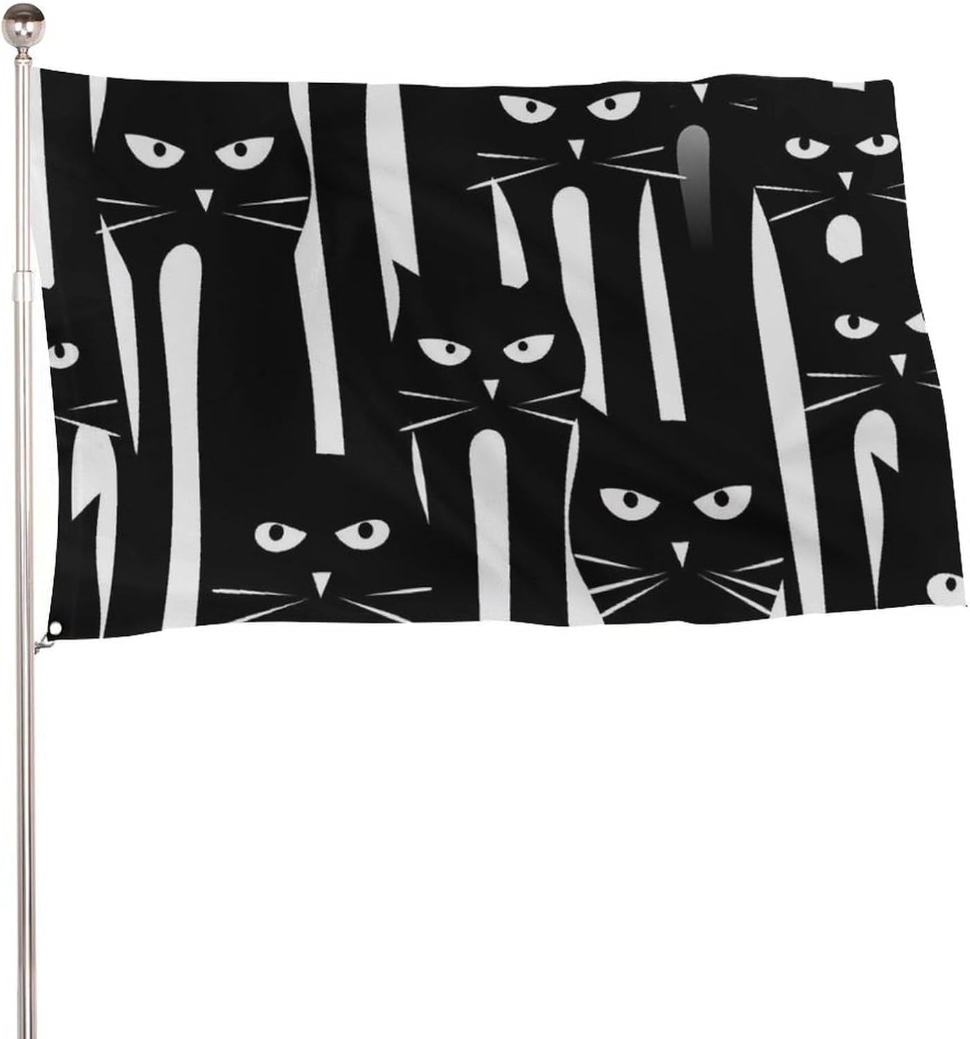 Black and White Cats Printed Flag with 2 Brass Grommets Banner Funny ...