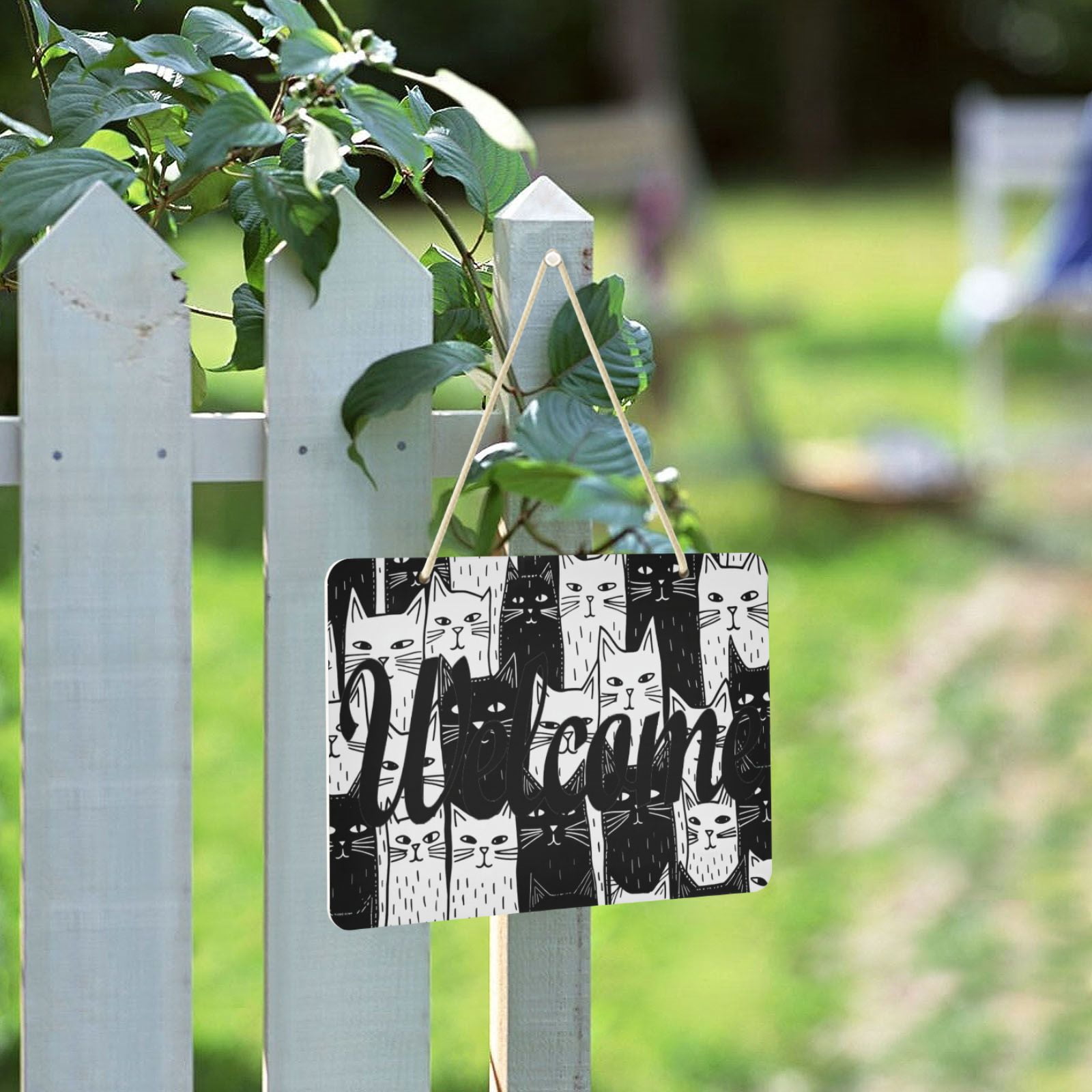 Black and White Cats Welcome Sign for Front Door Porch Wreath Door Sign ...