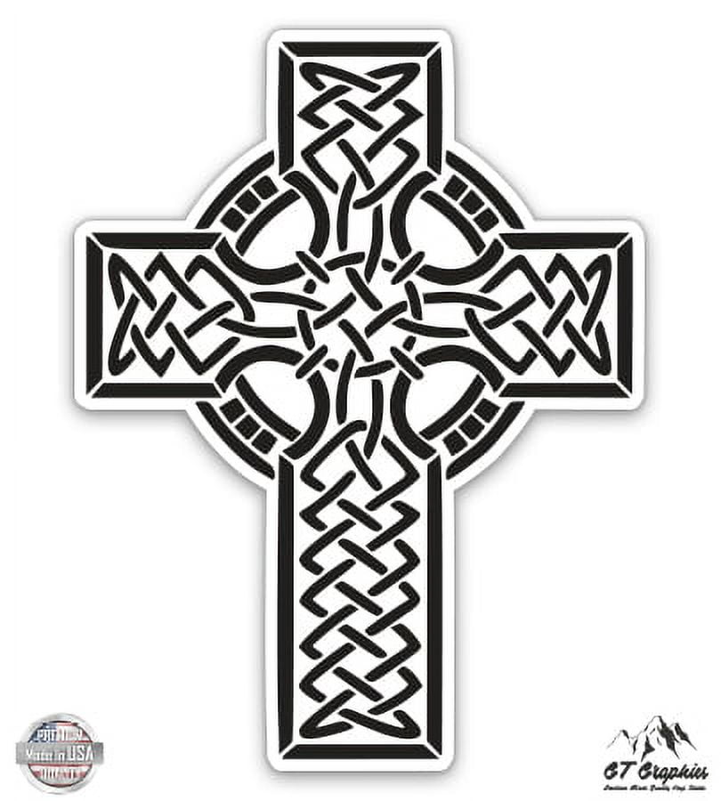 Black and White Celtic Cross - 12" Vinyl Sticker Waterproof Decal ...