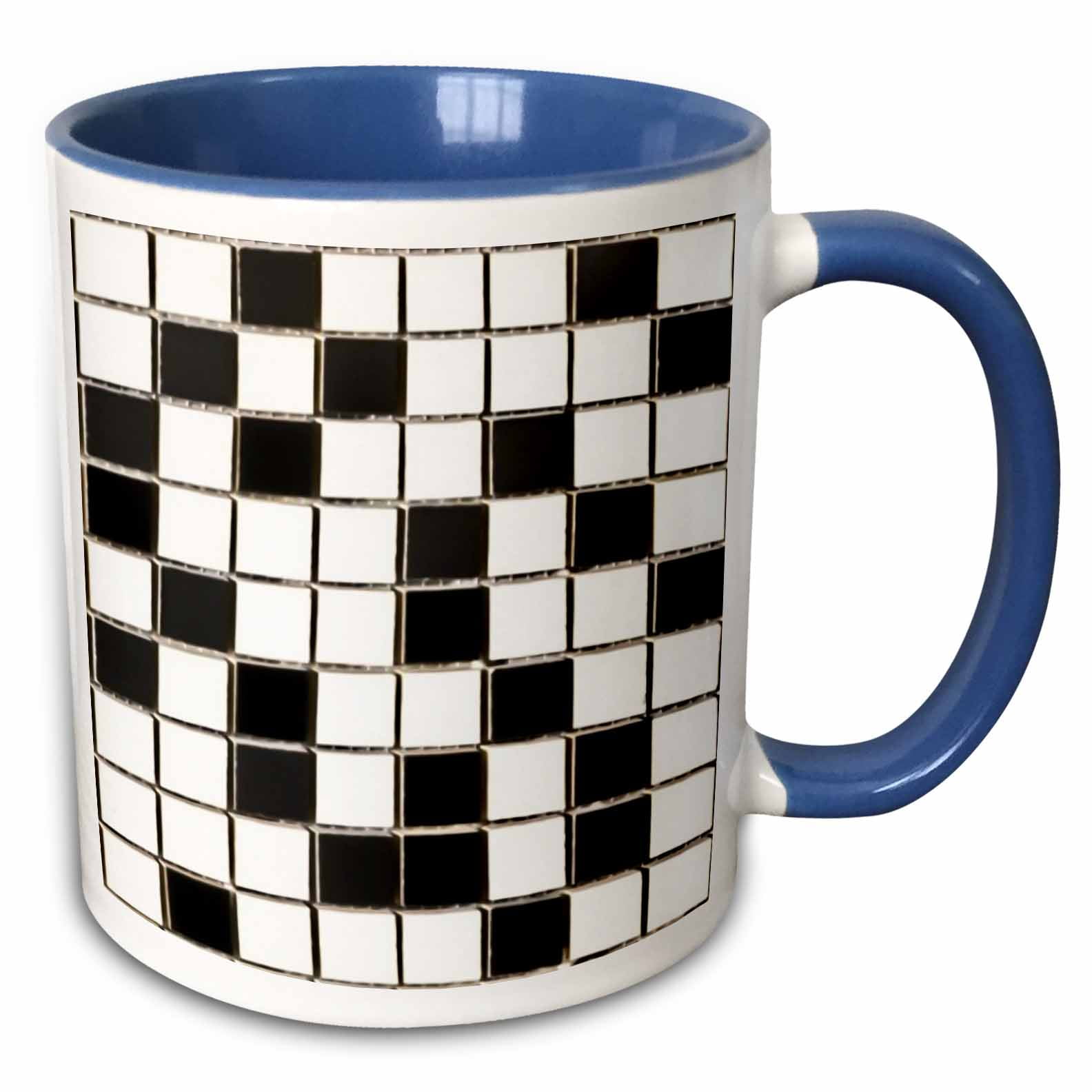 Black and White Ceramic Tile Print 15oz Two-Tone Blue Mug mug-32451-11 ...