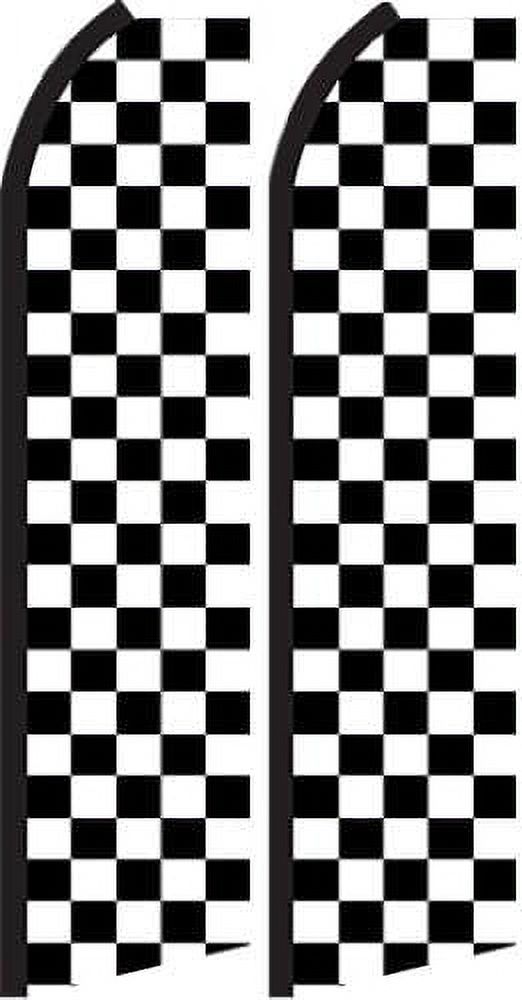 Black and White Checker Standard Size Swooper Flag Sign Pk of 2 (11.5x ...