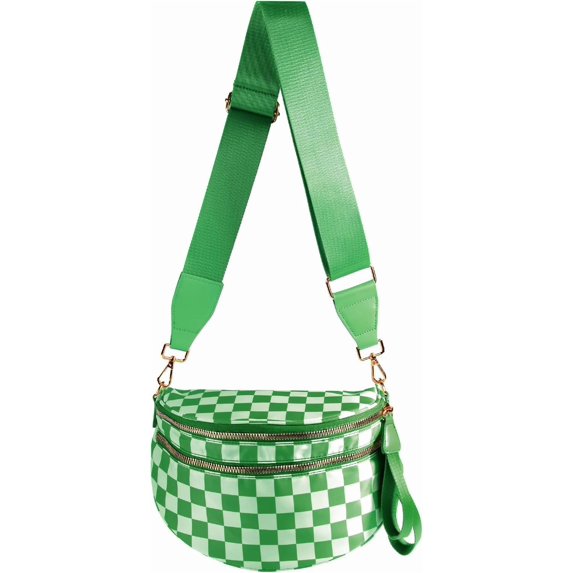 Black and White Checkered Crossbody Bag Bum Bag for Women,Spacious ...