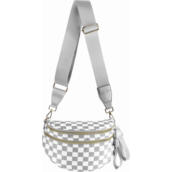 Black and White Checkered Crossbody Bag Bum Bag for Women,Spacious ...