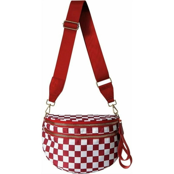 Black and White Checkered Crossbody Bag Bum Bag for Women,Spacious ...