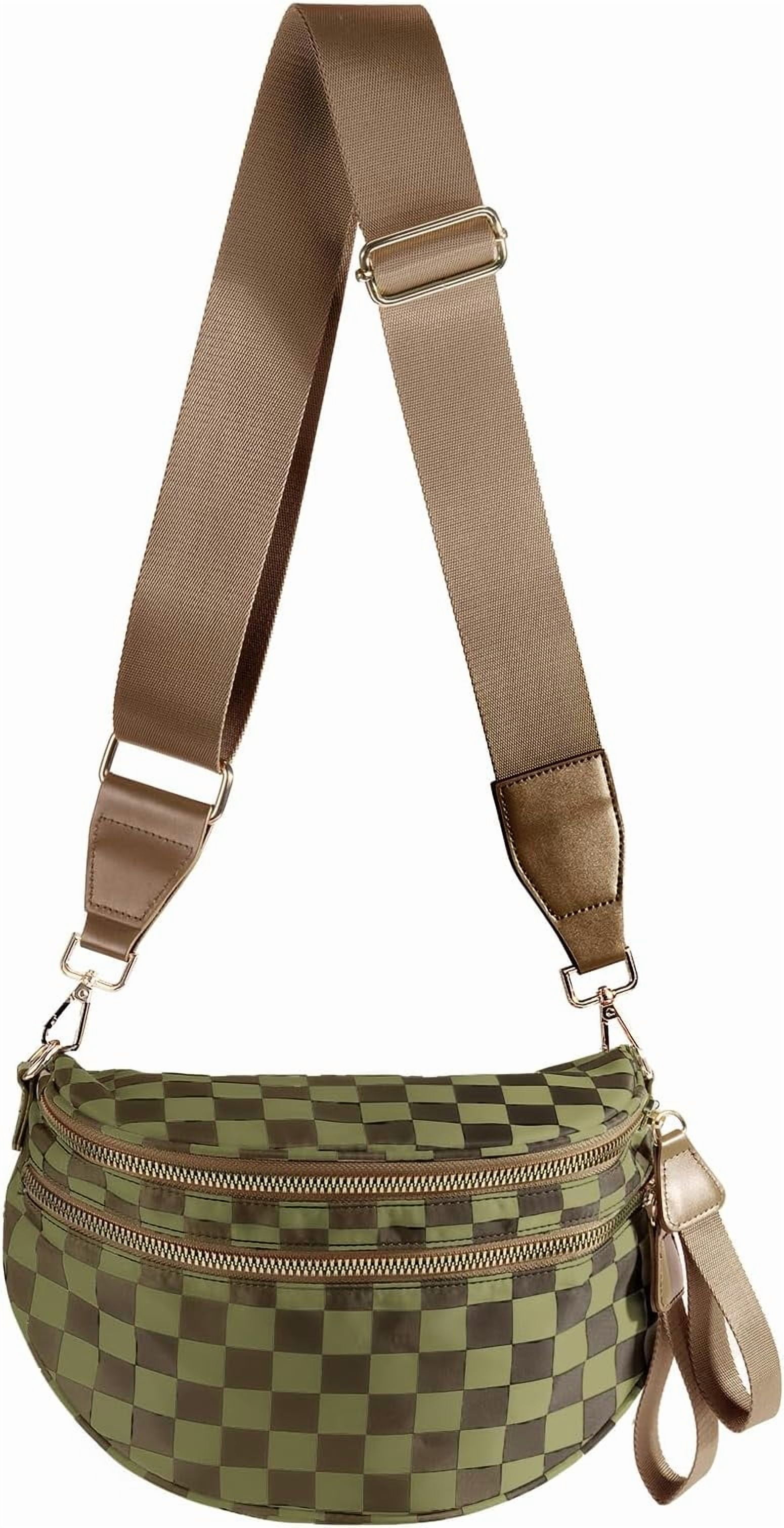 Black and White Checkered Crossbody Bag Bum Bag for Women,Spacious ...