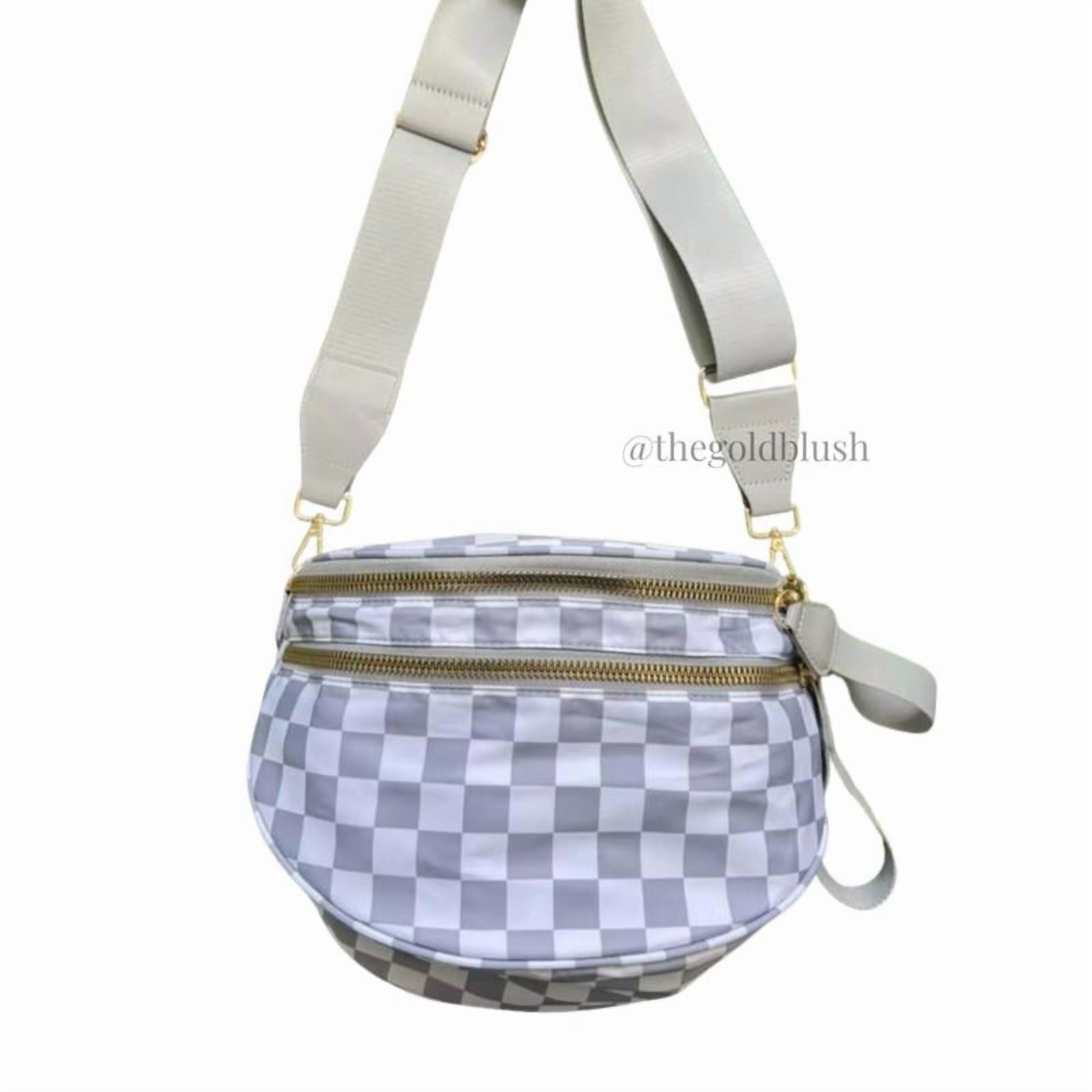 Black and White Checkered Nylon Bum Bag Plus Size Friendly Fanny Pack ...