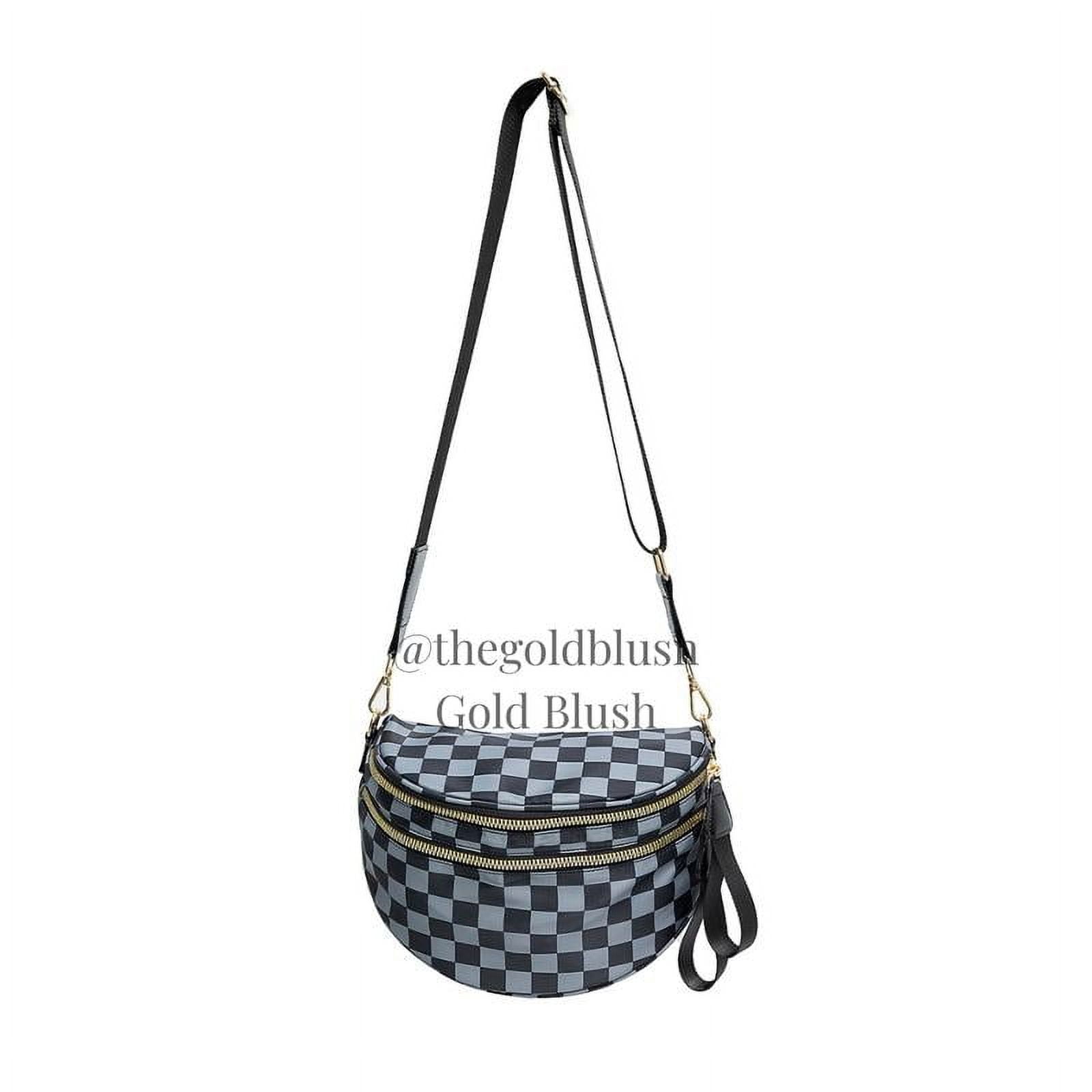 Black and White Checkered Nylon Bum Bag Plus Size Friendly Fanny Pack ...