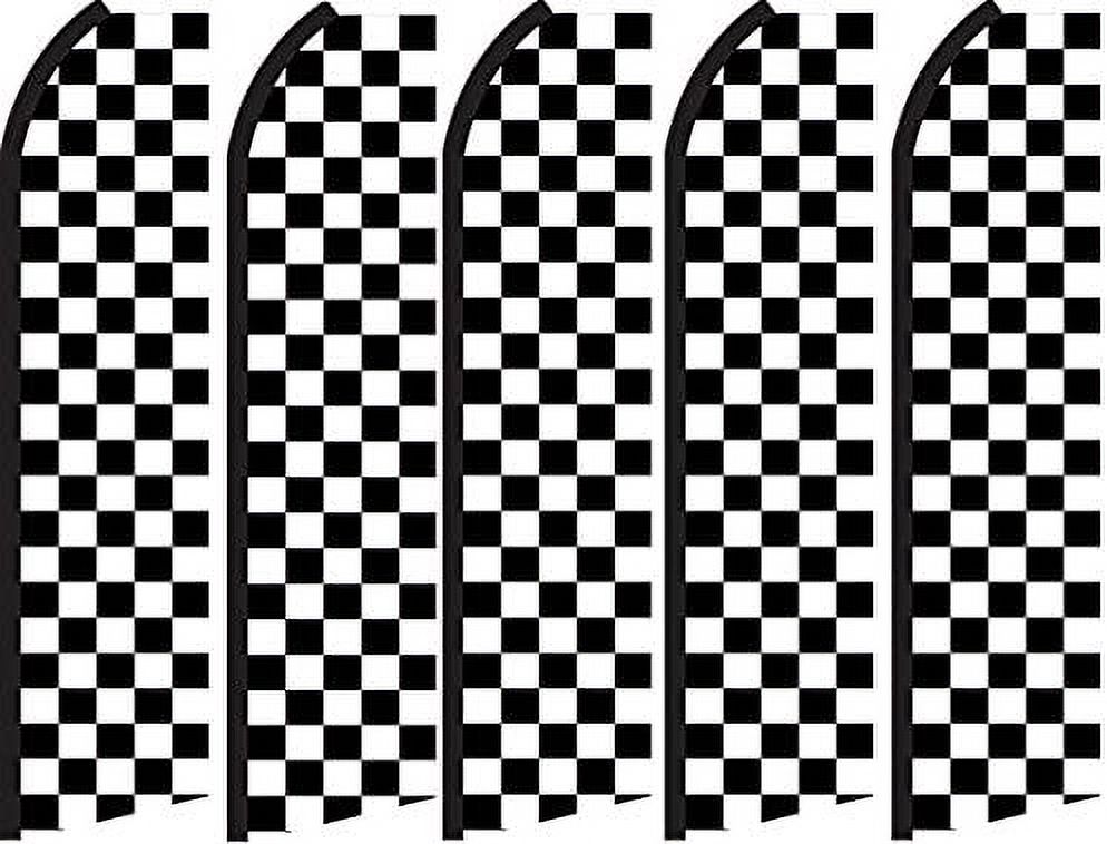 Black and White Checkers Standard Size Swooper Flag Sign Pk of 5 (11.5x ...