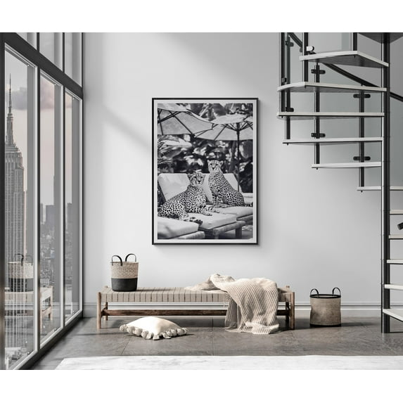 Black and White Cheetah Art Poster, Wildlife Photography Style, Size ...