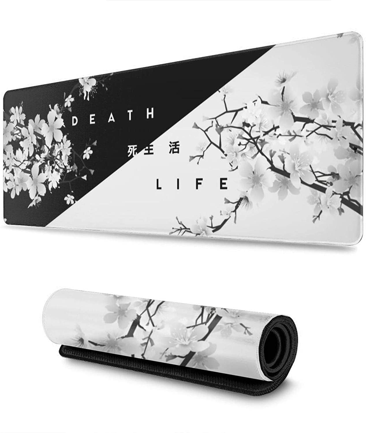Black and White Cherry Blossom Gaming Mouse Pad XL Large Mouse Pad ...