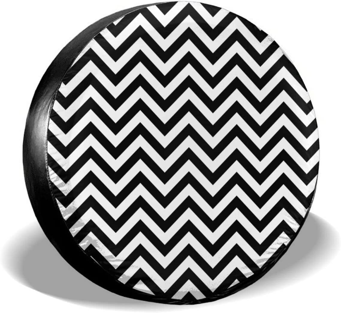 Black And White Chevron Spare Tire Cover Waterproof Dust Proof Wheel