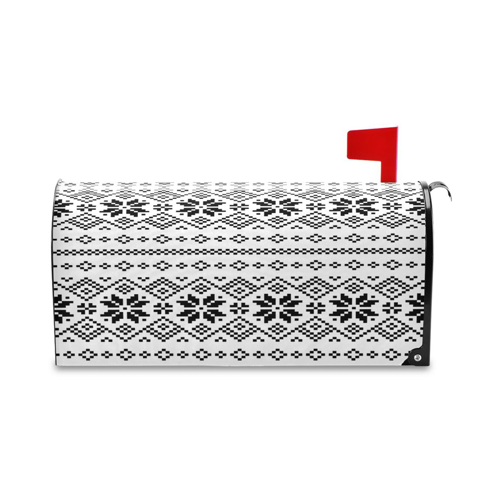Black and White Christmas Magnetic Mailbox Covers Wrapped Mailbox Post ...