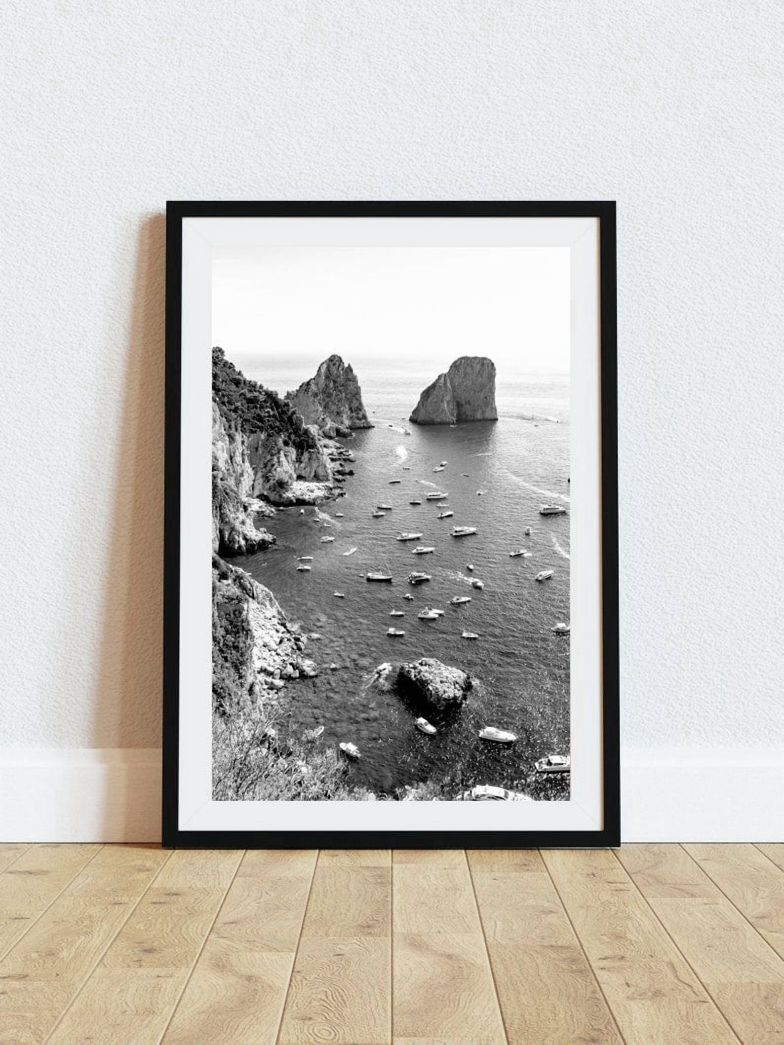 Black and White Coastal Poster Ocean Cliff Wall Art Minimalist Beach ...