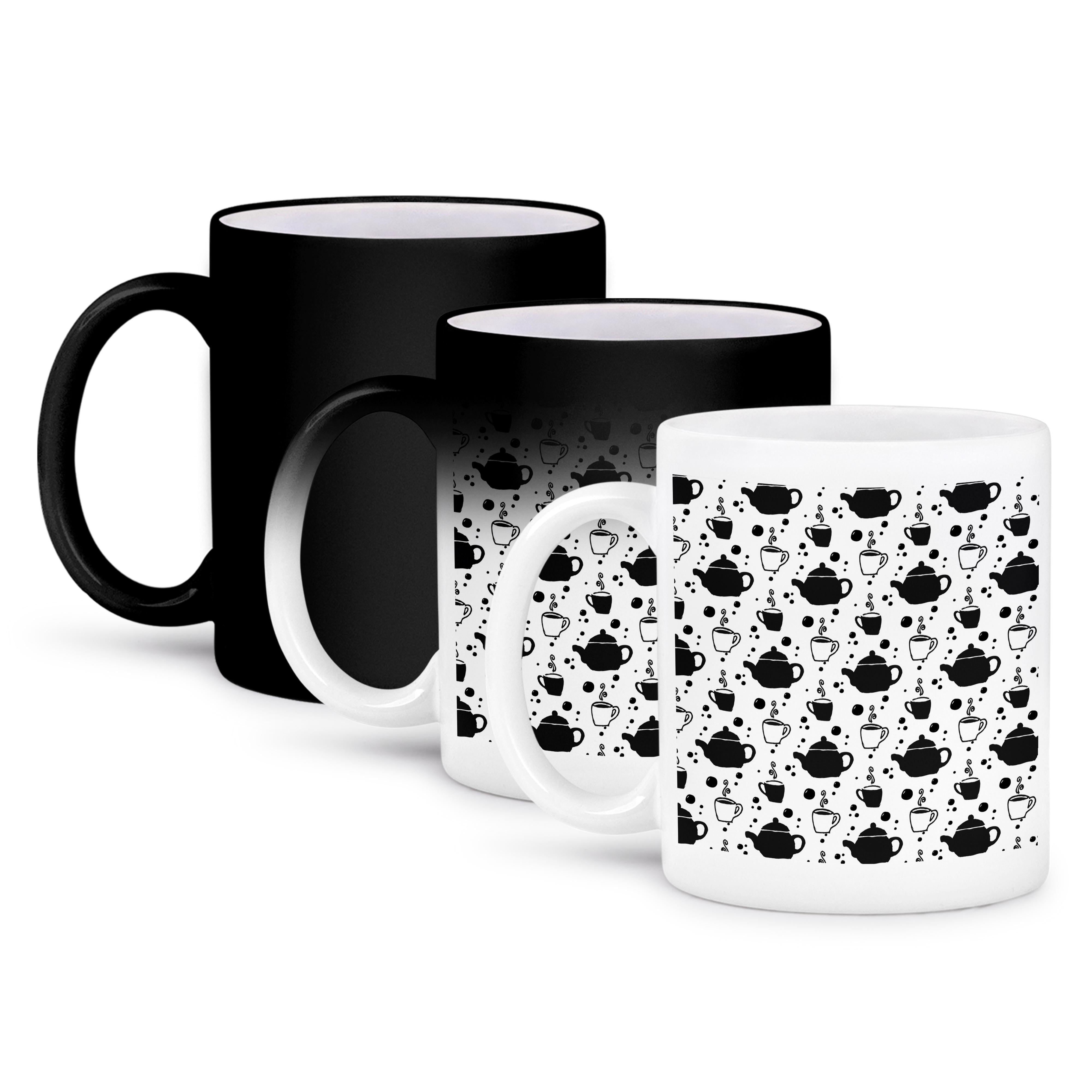 3dRose, Black and White Coffee Pots and Coffee Cups Patterns, 11oz ...