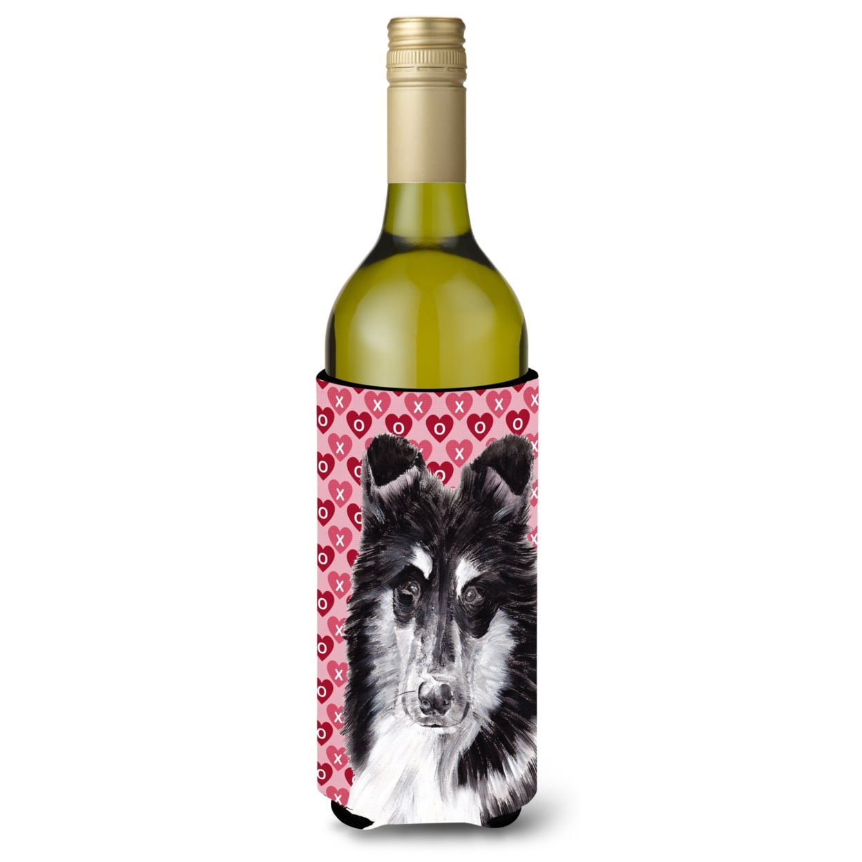 Black and White Collie Hearts and Love Wine Bottle Hugger - Walmart.com