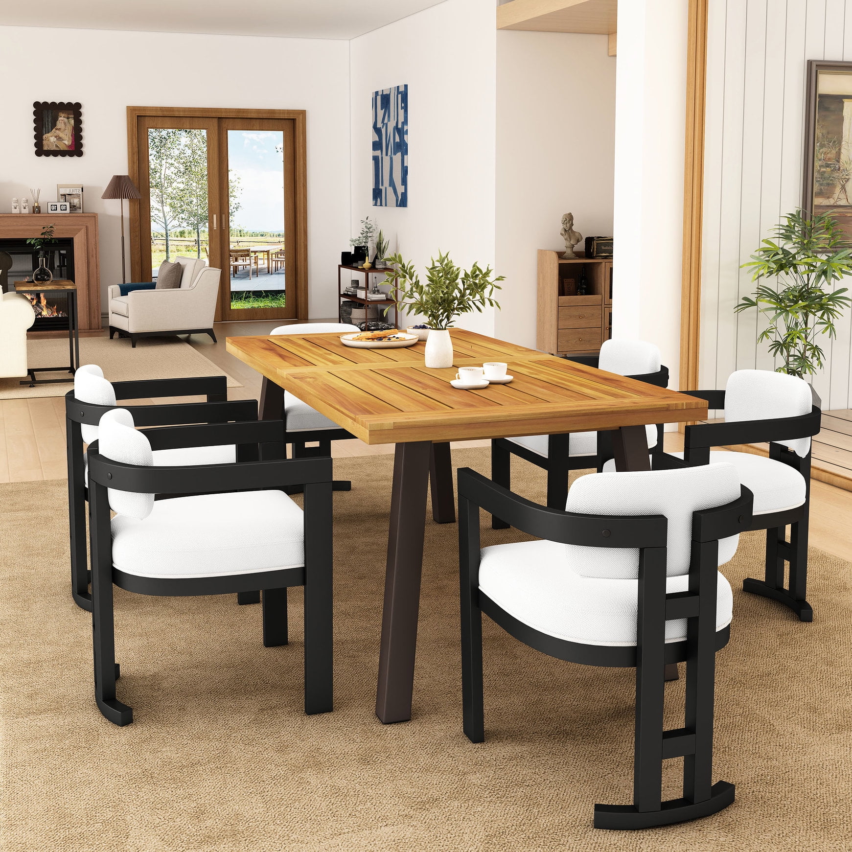 Black and White Color Combo, Upholstered Set - Indoor Dining for a ...