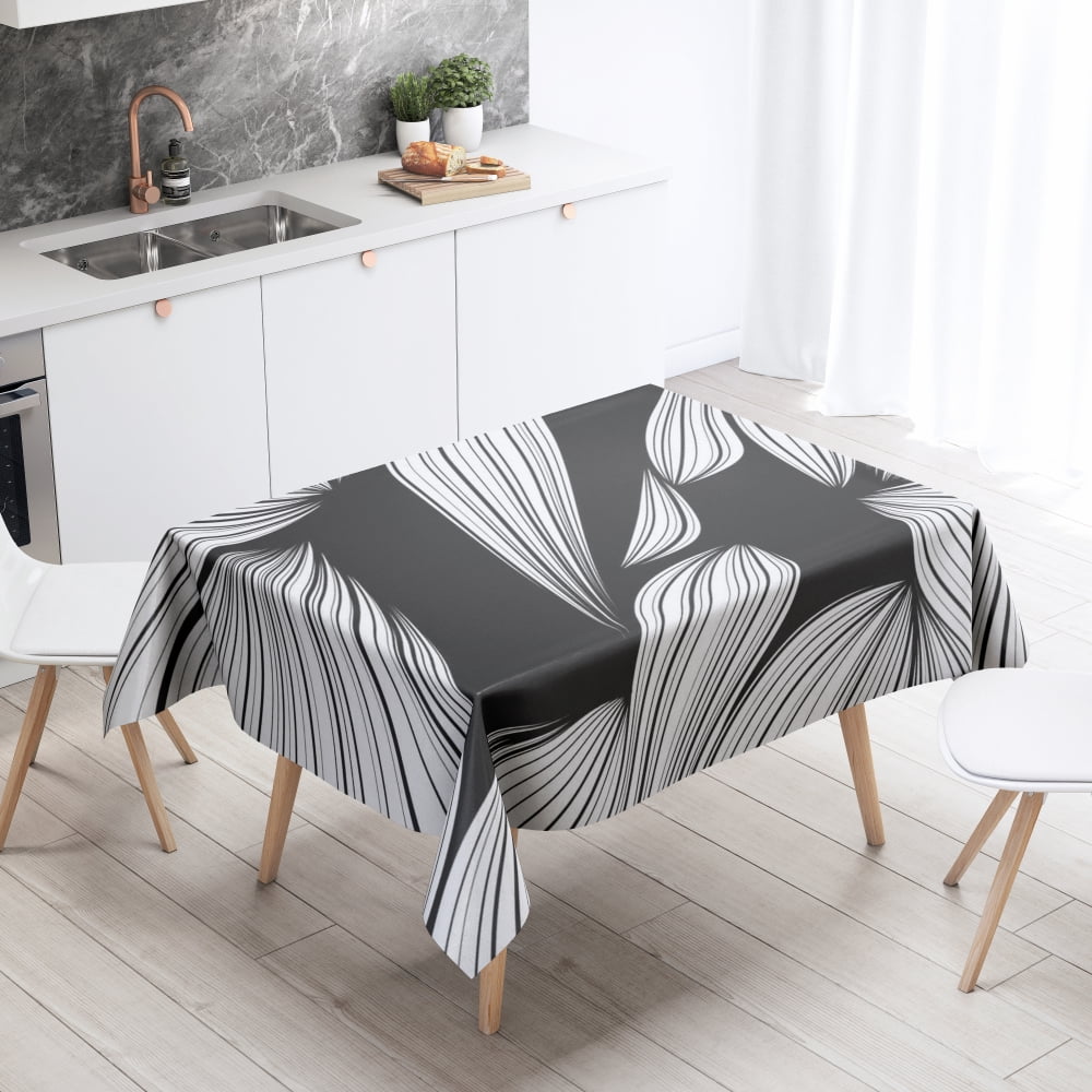 Black and White Corrugated Tablecloth Anti-Stain Waterproof Dining ...