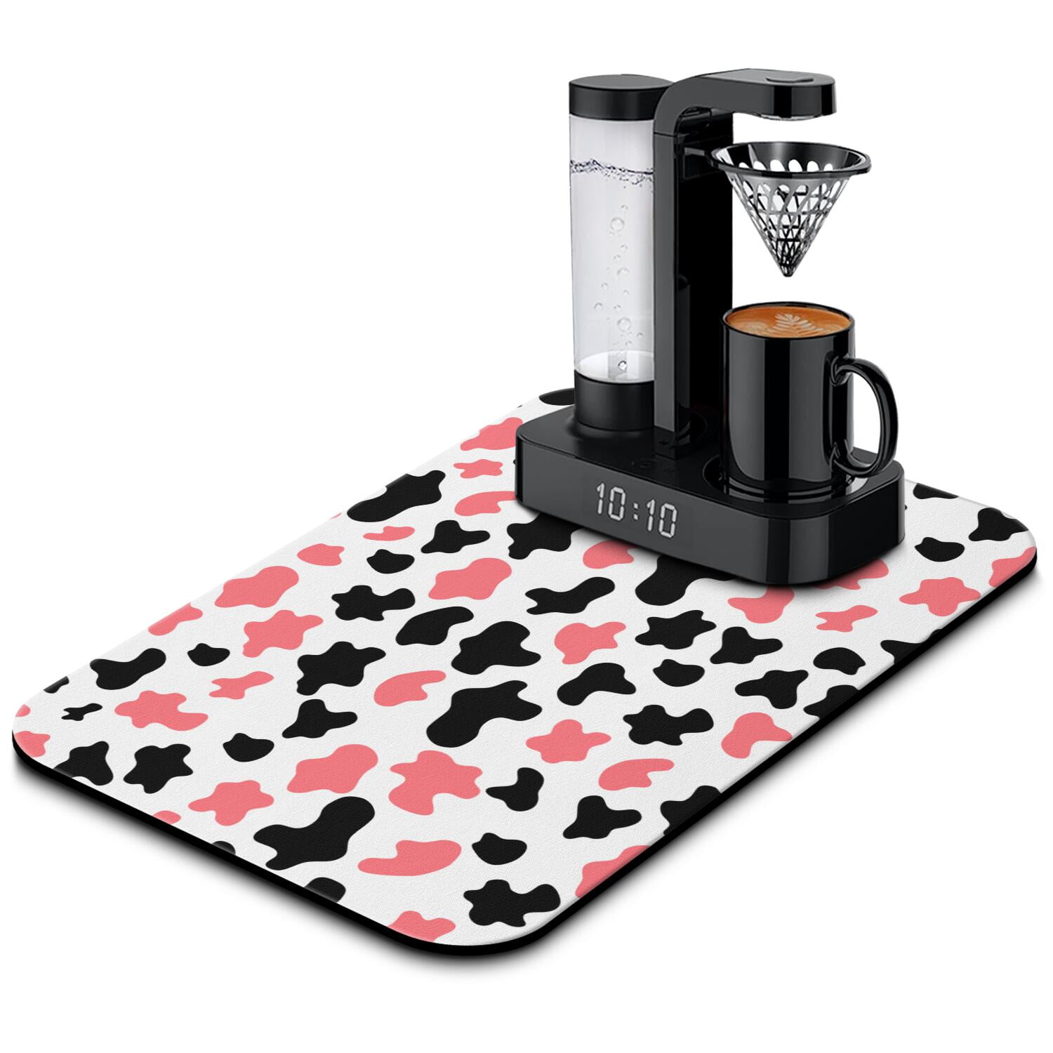 Black and White Cow Coffee Mat - Non-Slip Countertop Protector for ...