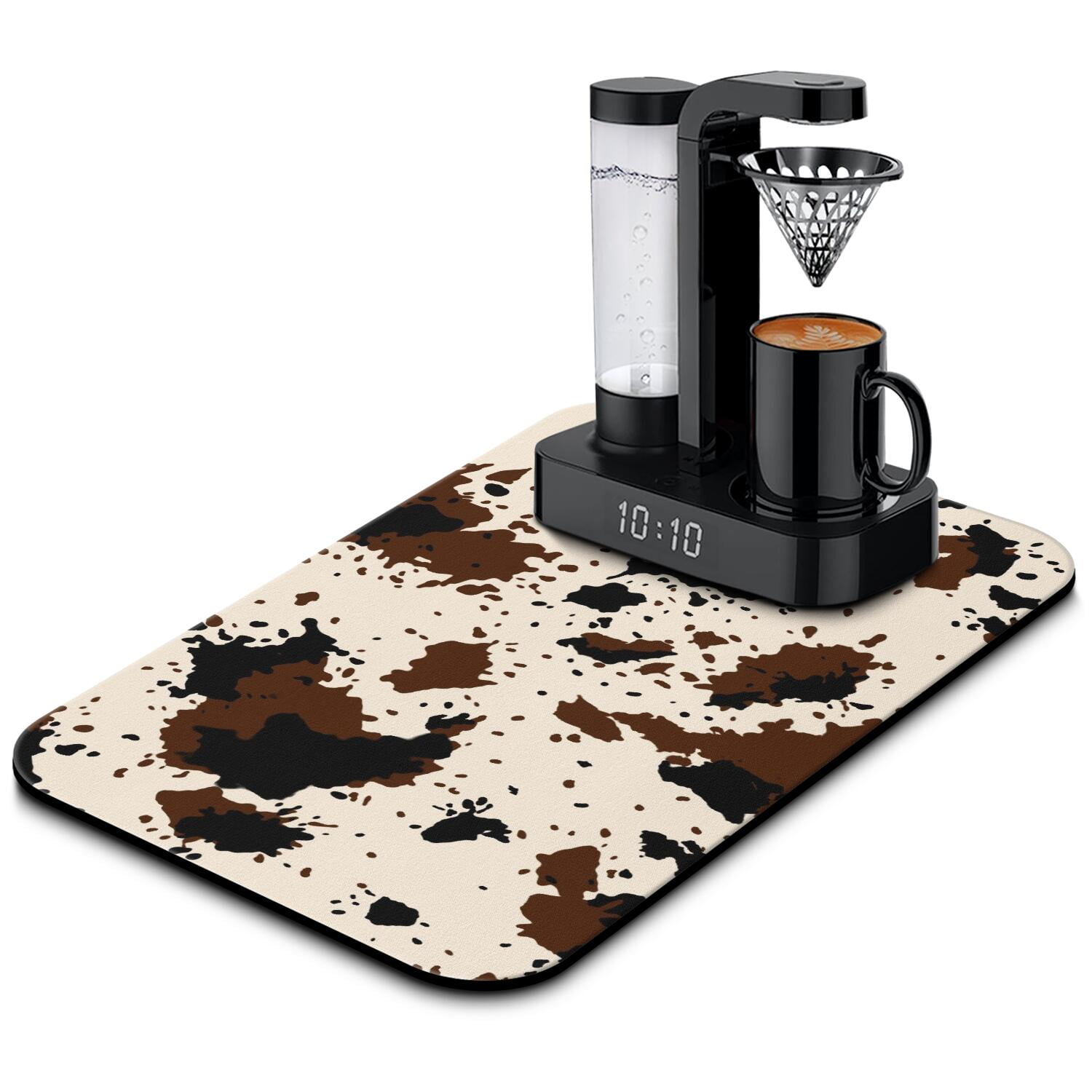 Black and White Cow Coffee Mat - Non-Slip Countertop Protector for ...