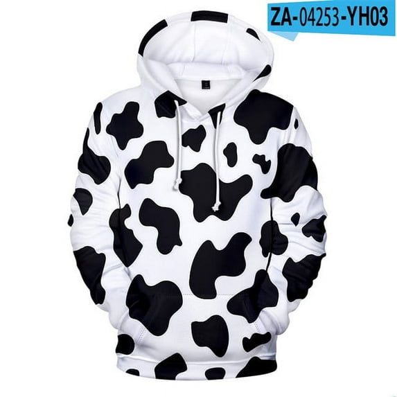 Black and White Cow Pattern Hoodies Moletom Harajuku Sweatshirt Casual ...