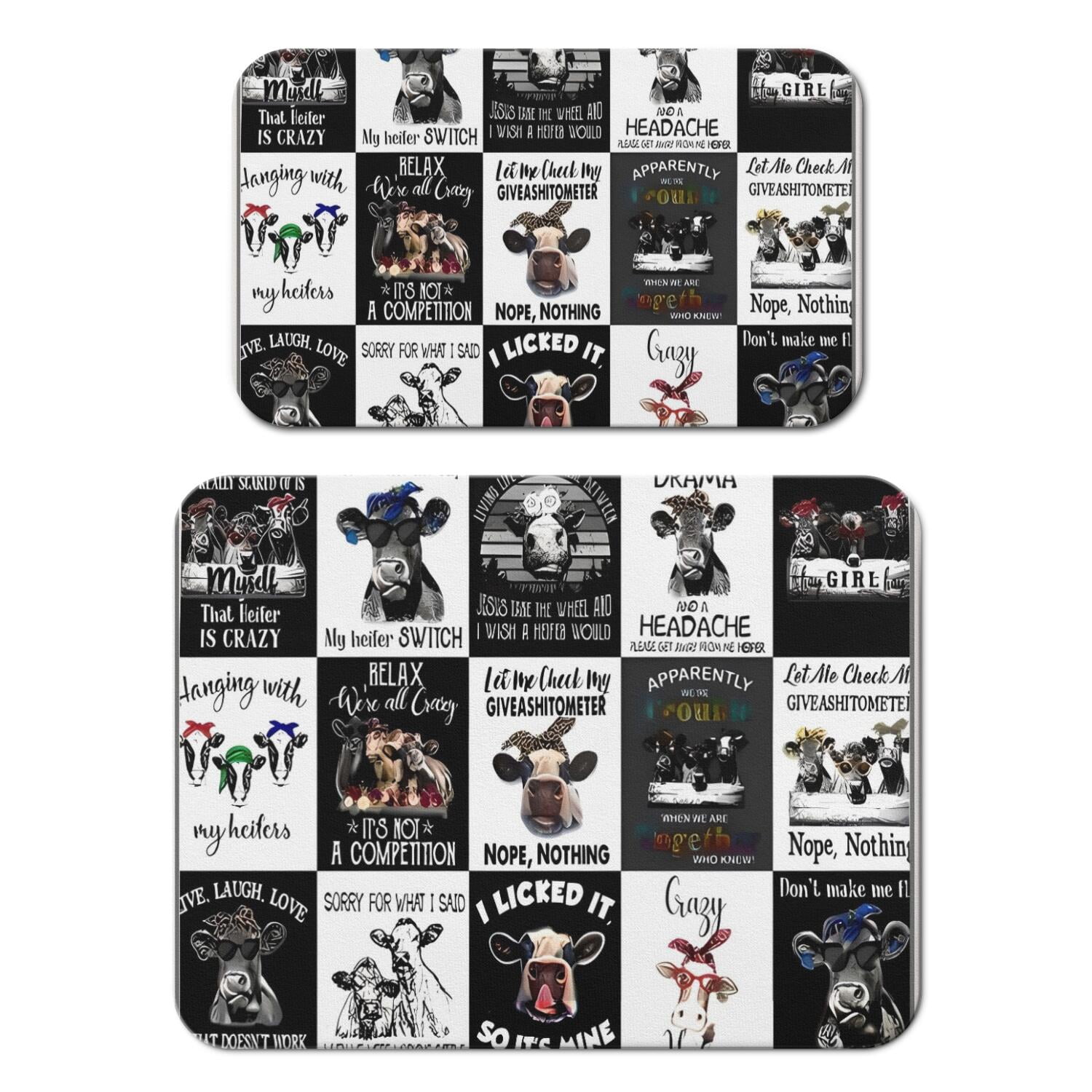 Black and White Cow Print Absorbent Mats (2pcs) - Multi-Layer Coffee ...