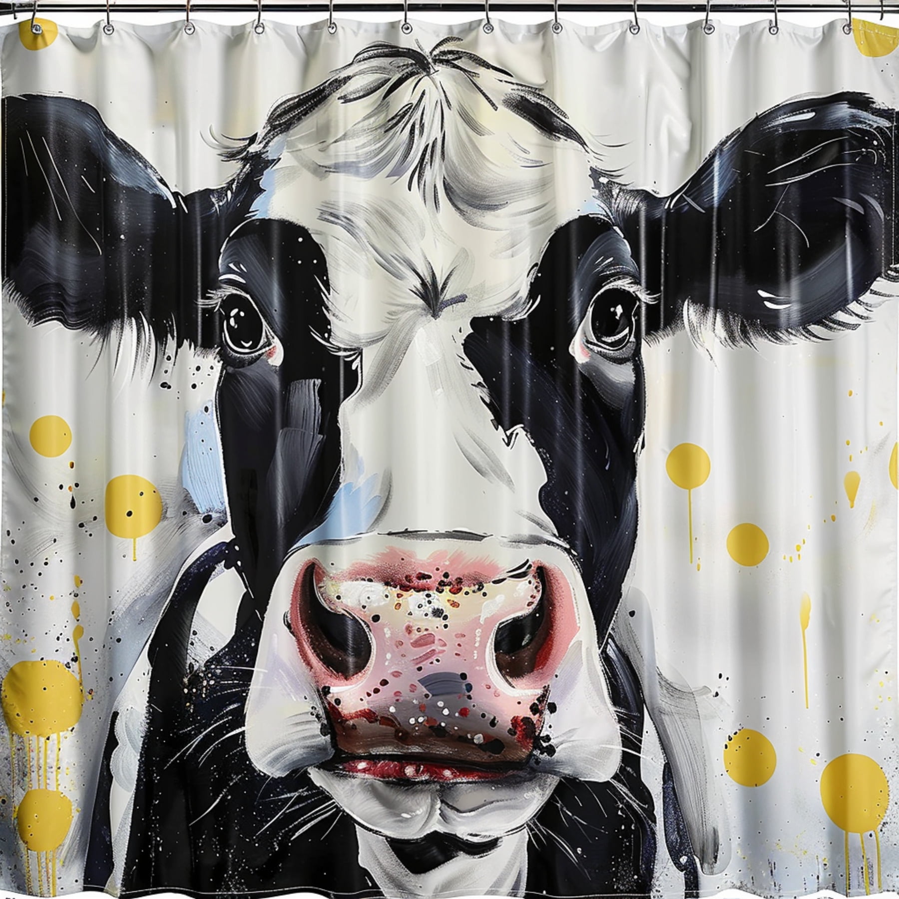 Black and White Cow Print Oil Painting Style Shower Curtain Cute ...
