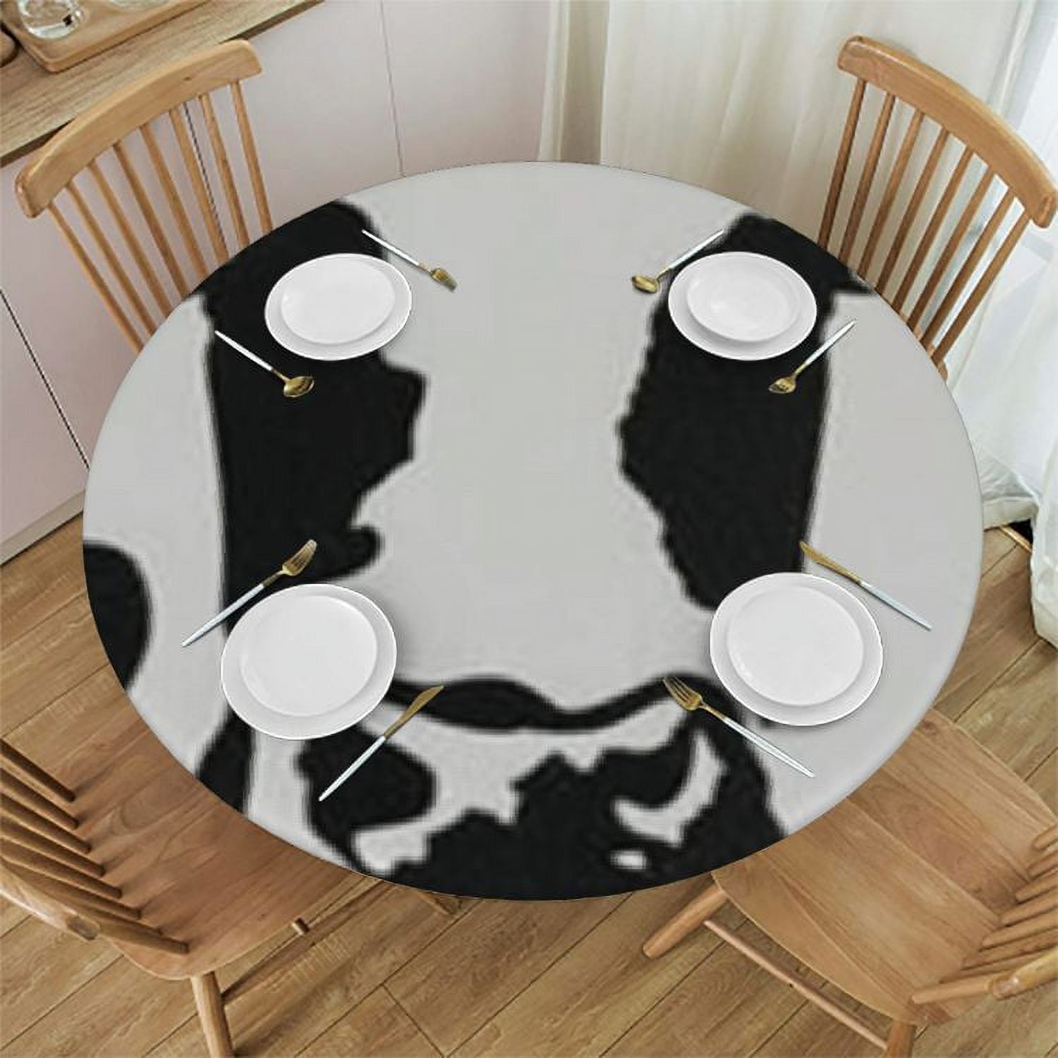 Black and White Cow Print Polyester Round Washable Wipeable Reusable ...