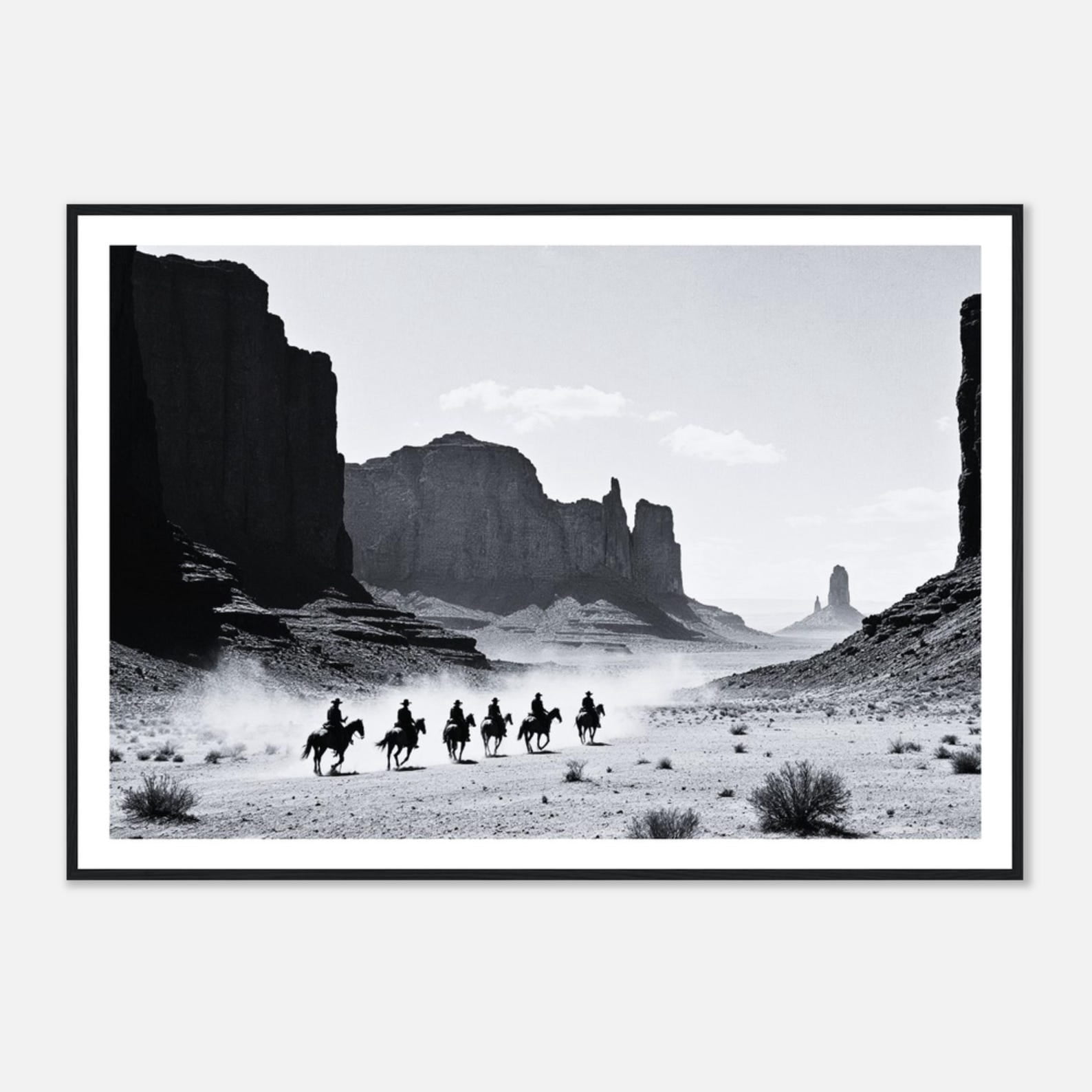 Black and White Cowboy Riders Monument Valley Poster Wild West ...