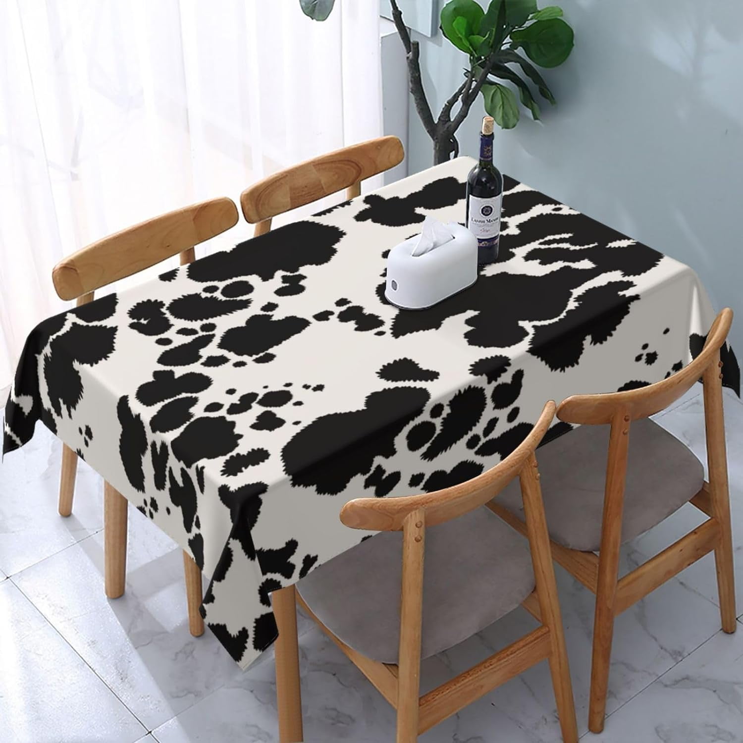 Black and White Cowhide Tablecloth,Farm Animal Cowhide Print Cow ...