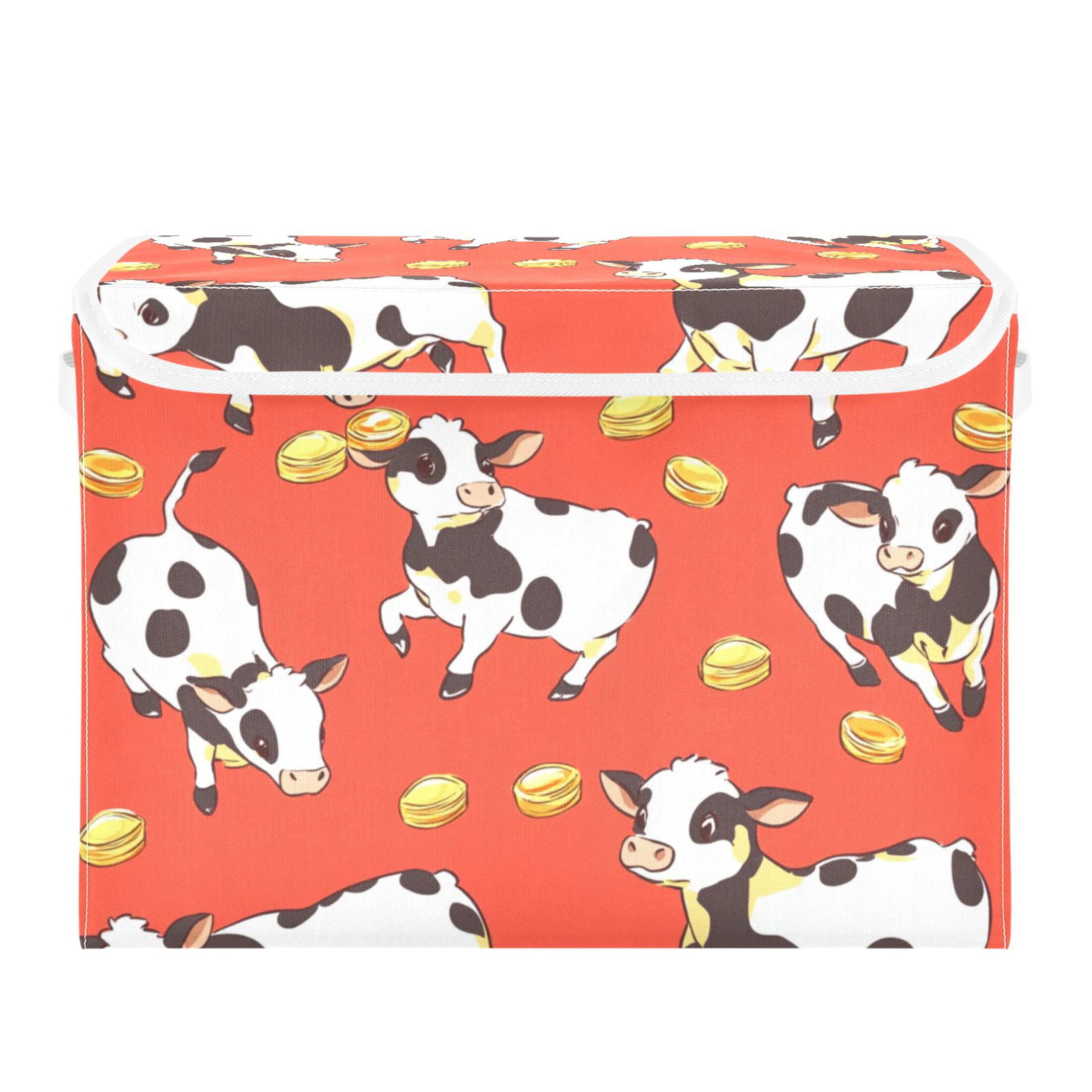 Black and White Cows Large Storage Bins with Linen Collapsible Lid ...