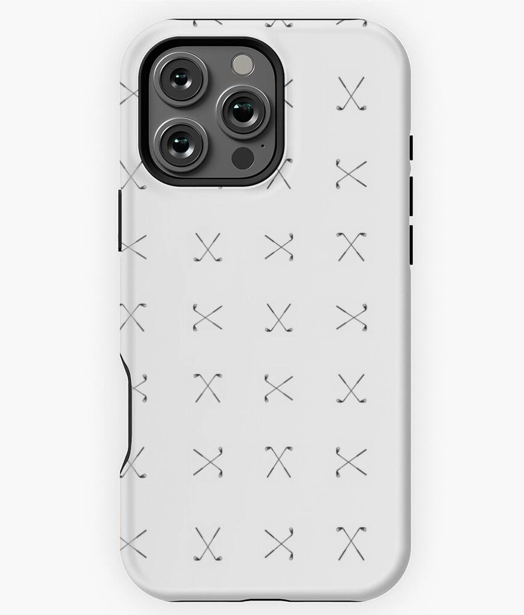 Black and White Crossed Golf Club Pattern Phone Case for iPhone 16 15 ...