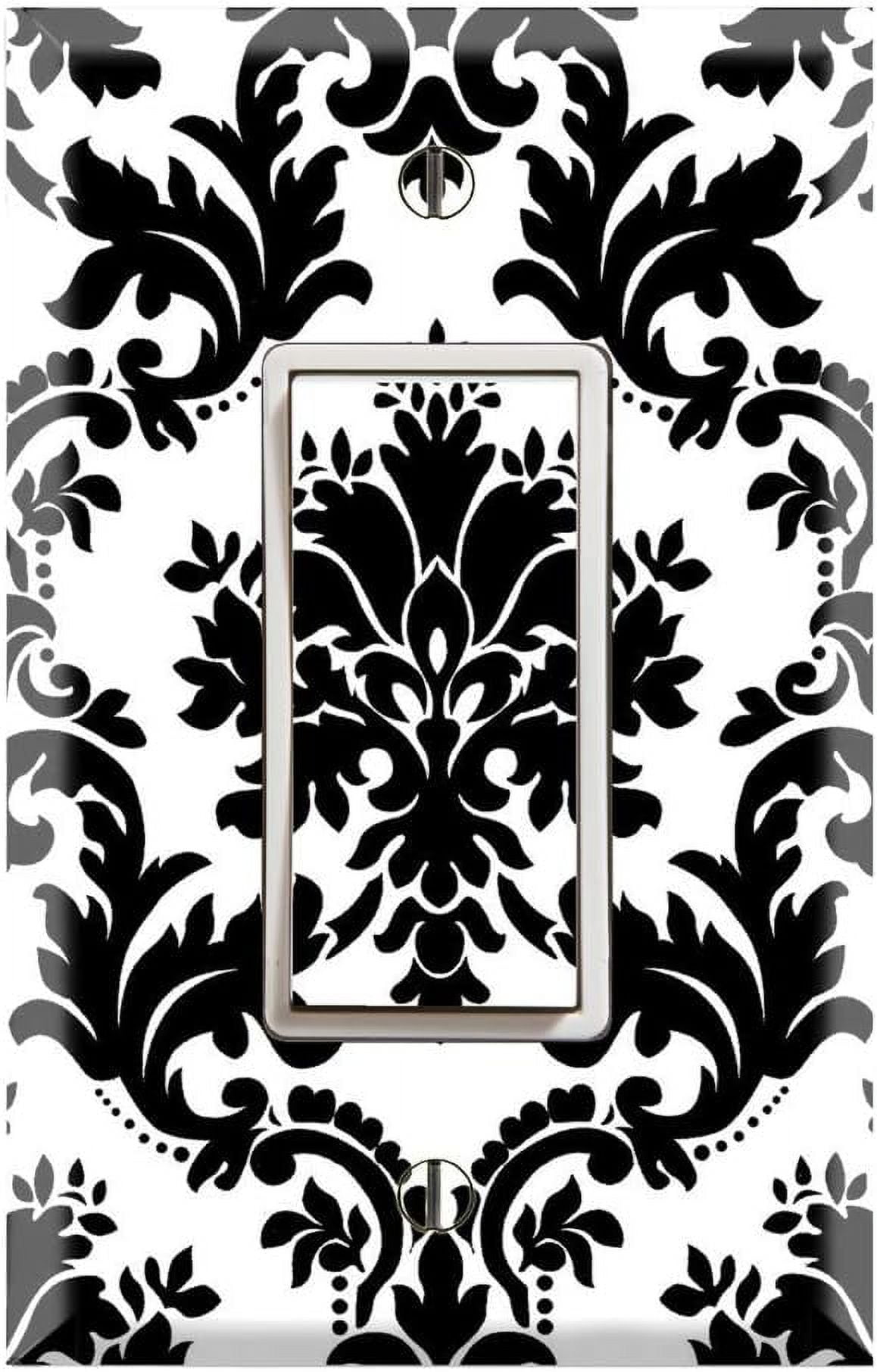 Black and White Damask Single Rocker/GFCI Outlet Wall Plate Cover ...