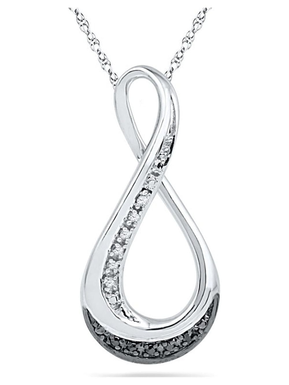 Fine Jewellery: Black & White Diamond Infinity Pendant Necklace in ...
