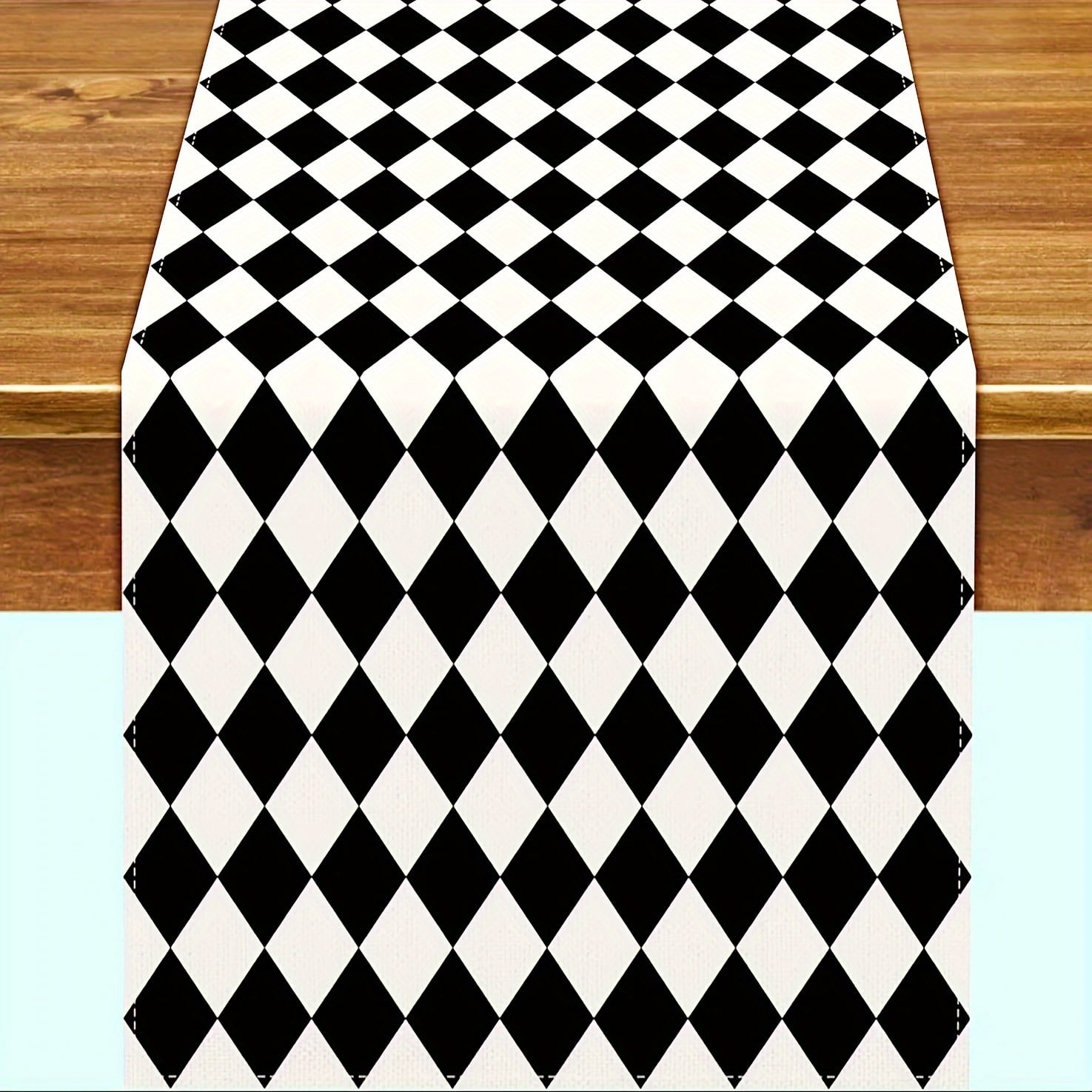 Black and White Diamond Pattern Table Runner, Geometric Design, Modern ...