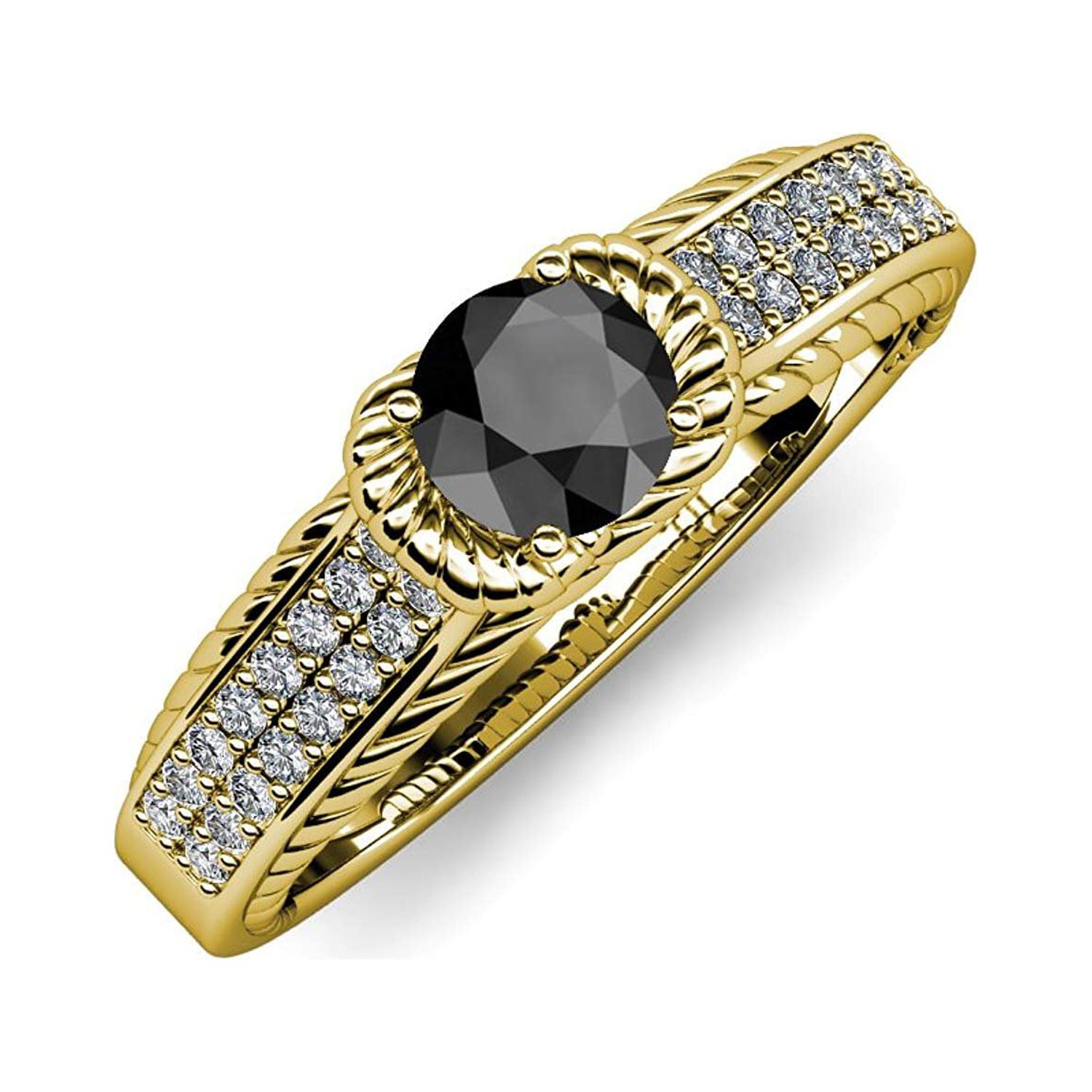 Black and White Diamond Solitaire Plus Engagement Ring 1.22 ct tw in ...