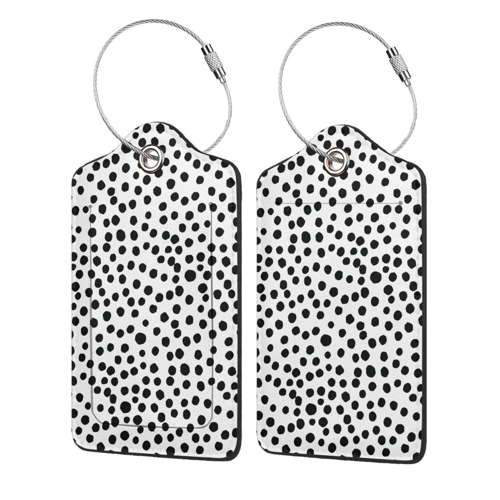Black and White Dot Luggage Tags for Suitcase PU Privacy Cover ID Label ...