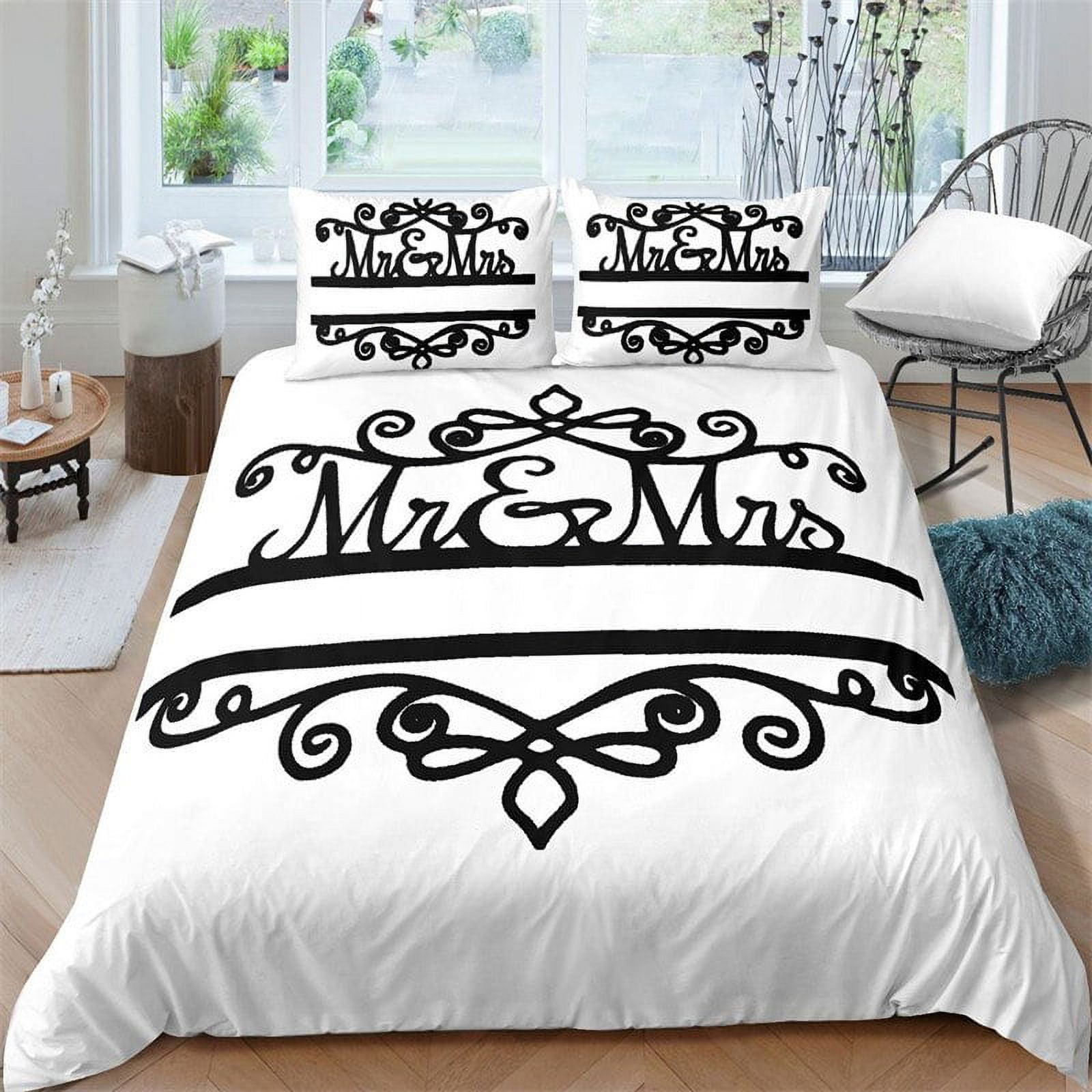 Black and White Duvet Cover /King/Full Size Mr and Mrs Bedding Set ...